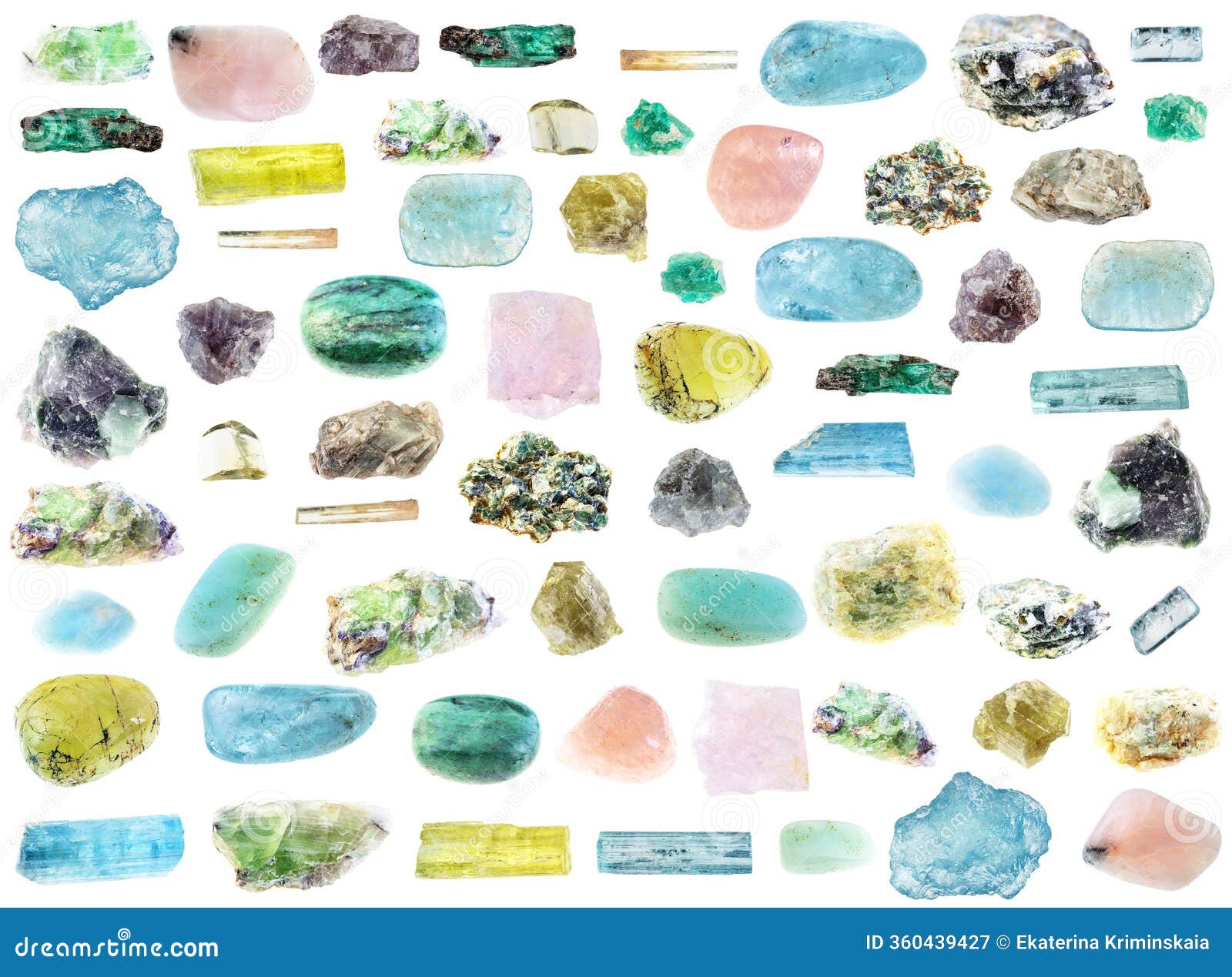 Natural Specimens of Uncut Beryl Rocks Cutout Stock Image - Image of ...