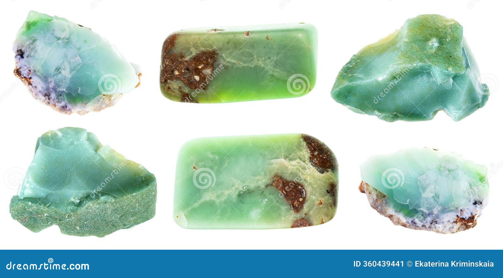 Natural Specimens of Uncut Chrysoprase Rock Cutout Stock Image - Image ...
