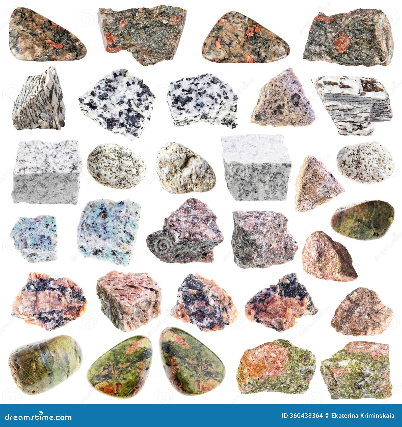 Natural Specimens of Uncut Granite Rocks Cutout Stock Photo - Image of ...