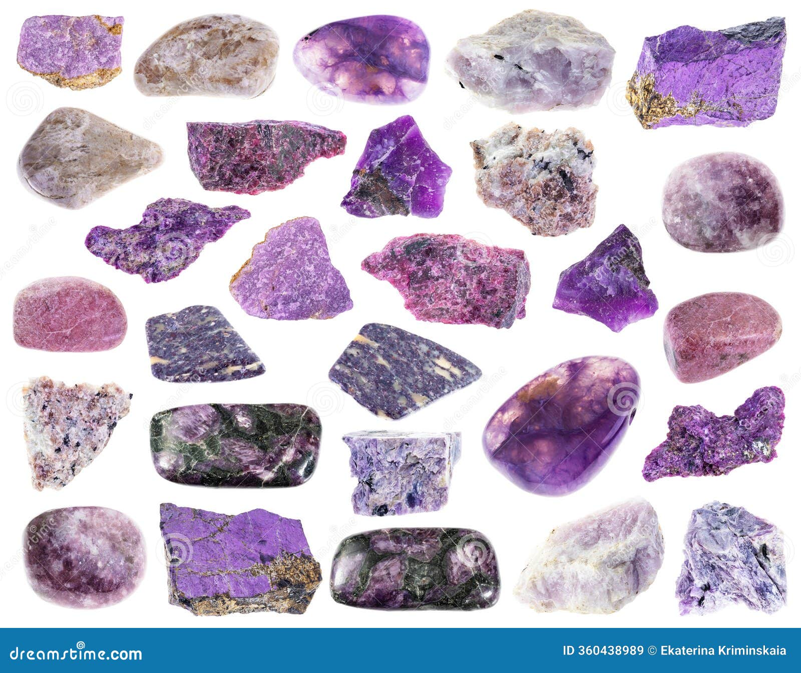Natural Specimens of Uncut Purple Rocks Cutout Stock Image - Image of ...
