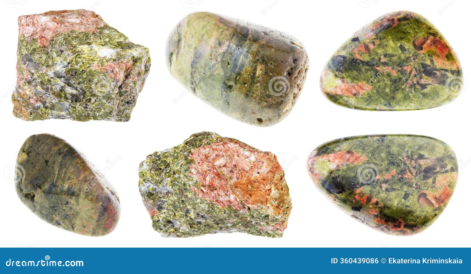 Natural Specimens of Uncut Unakite Rocks Cutout Stock Photo - Image of ...