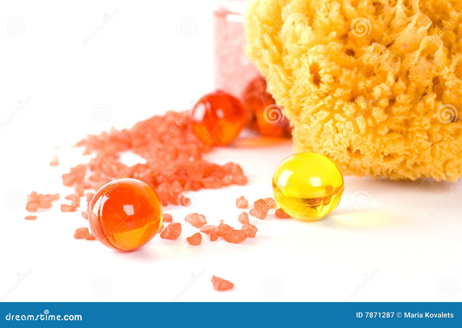 Natural Sponge, Bath Salt and Oil Balls Stock Image - Image of supplies ...