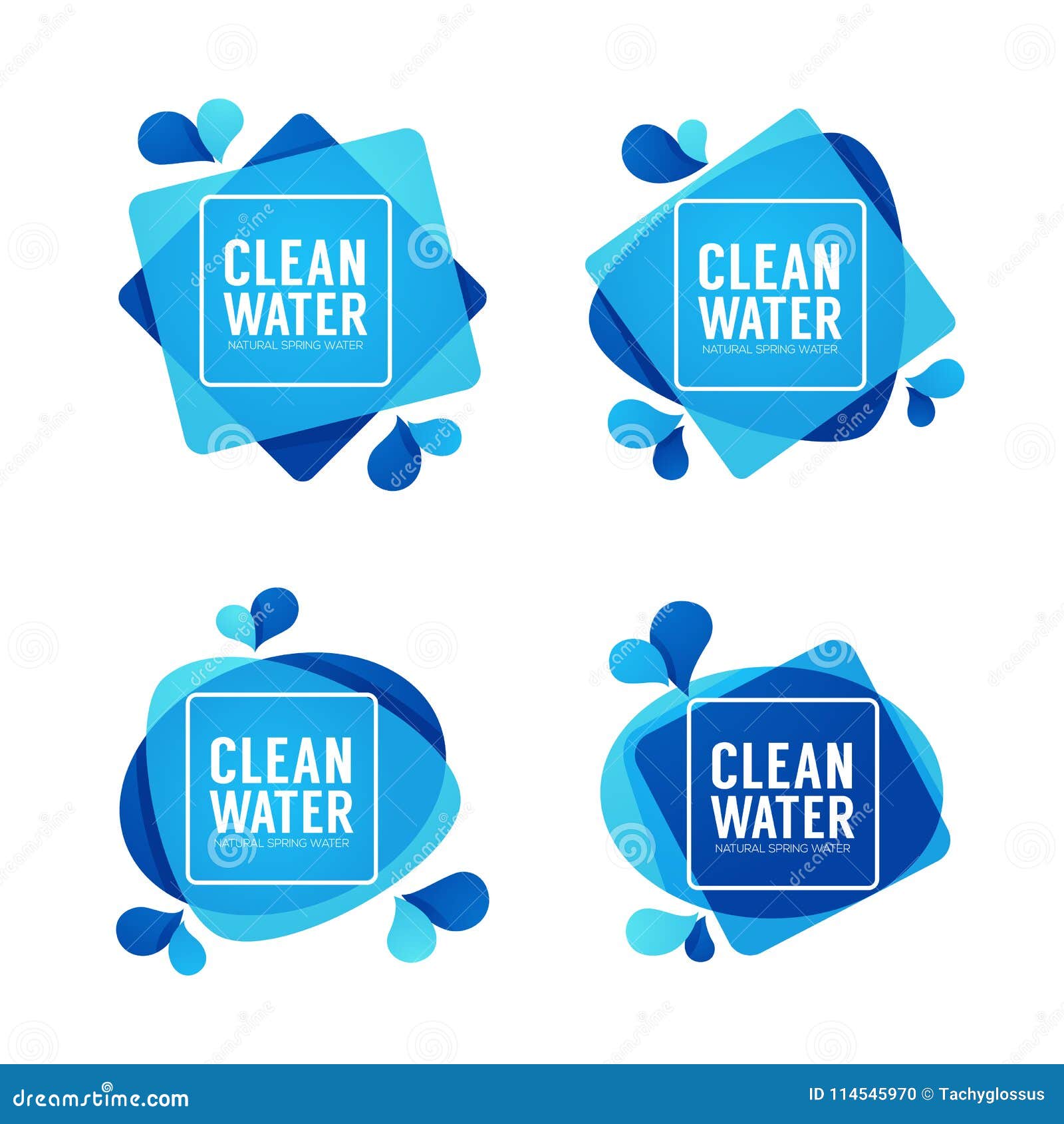 Natural Spring Water, Vector Logo, Labels and Stickers Template Stock ...