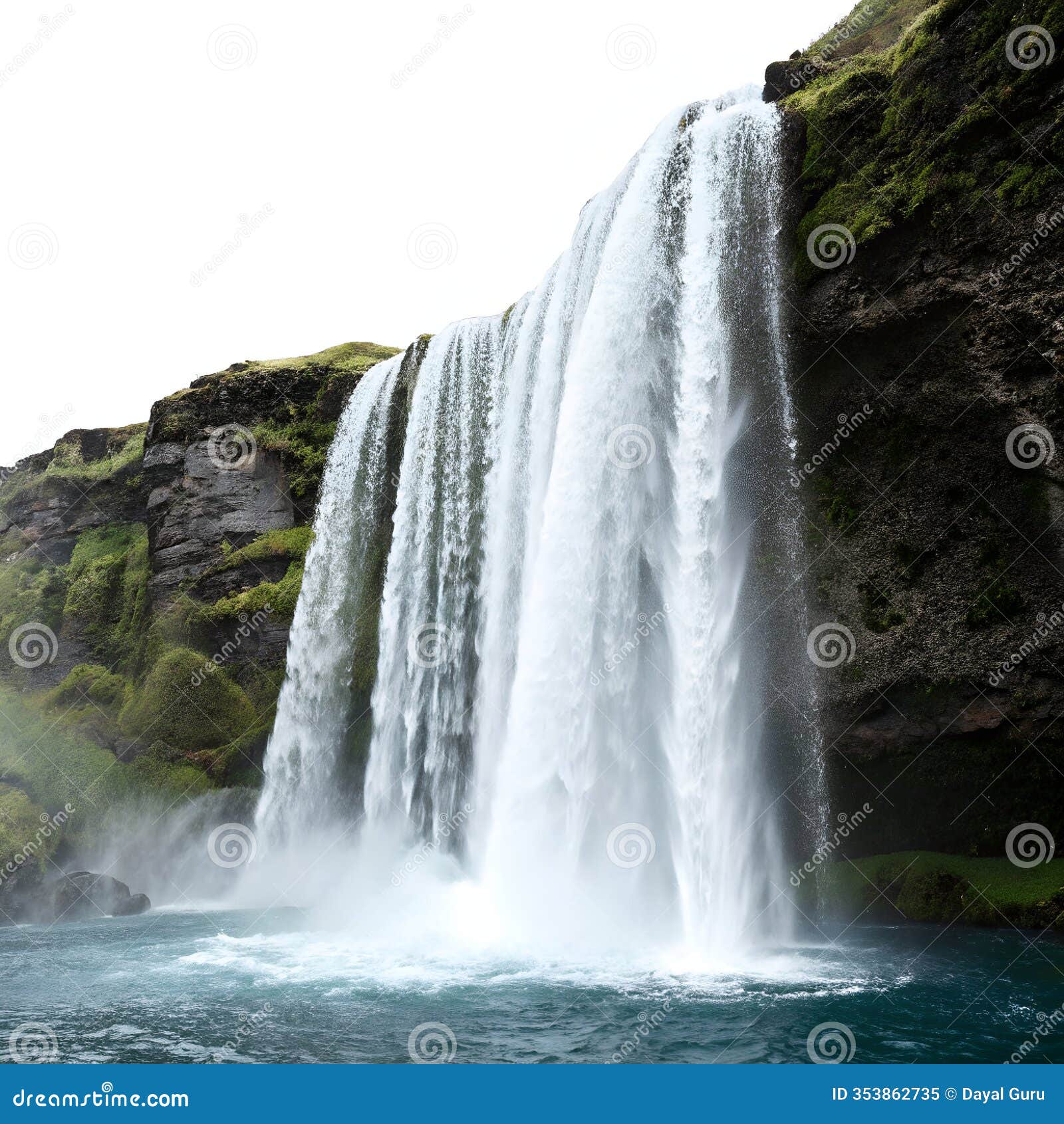 Natural Spring Waterfall, Isolated on White Stock Illustration ...