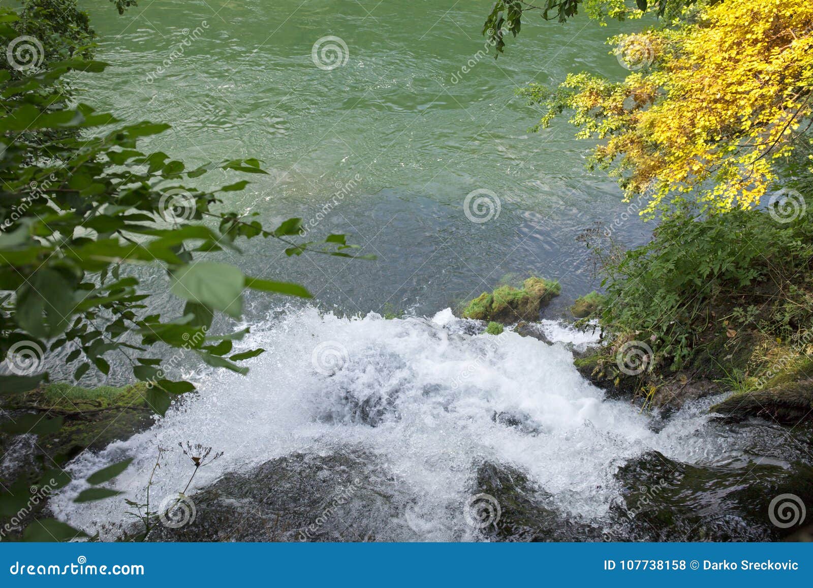 Natural Spring Waterfall on Mountain River Stock Photo - Image of ...