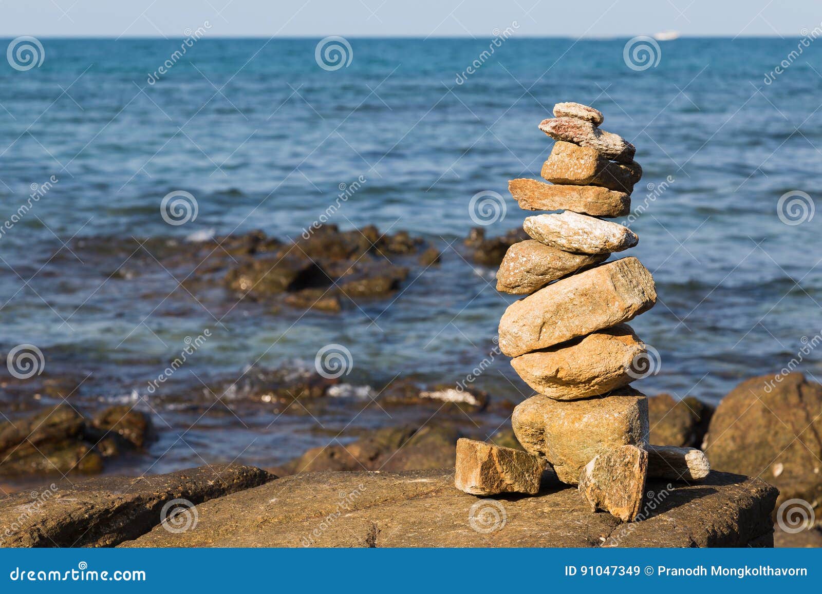 Natural Stack Stone Over Seacoast Stock Image - Image of color, objects ...