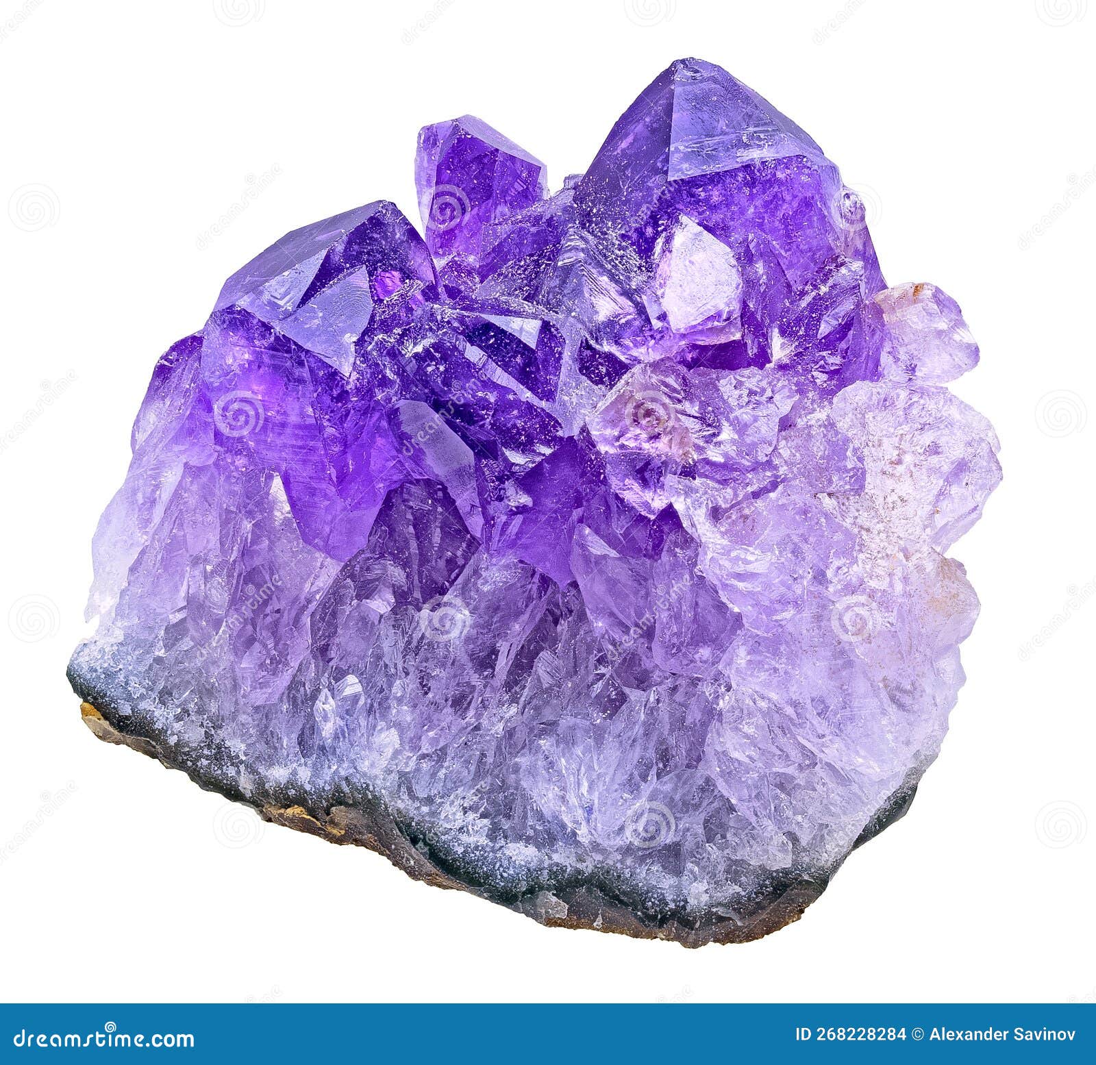 Natural Stone Amethyst with Remnants of Rock on the Sole. Isolated on ...