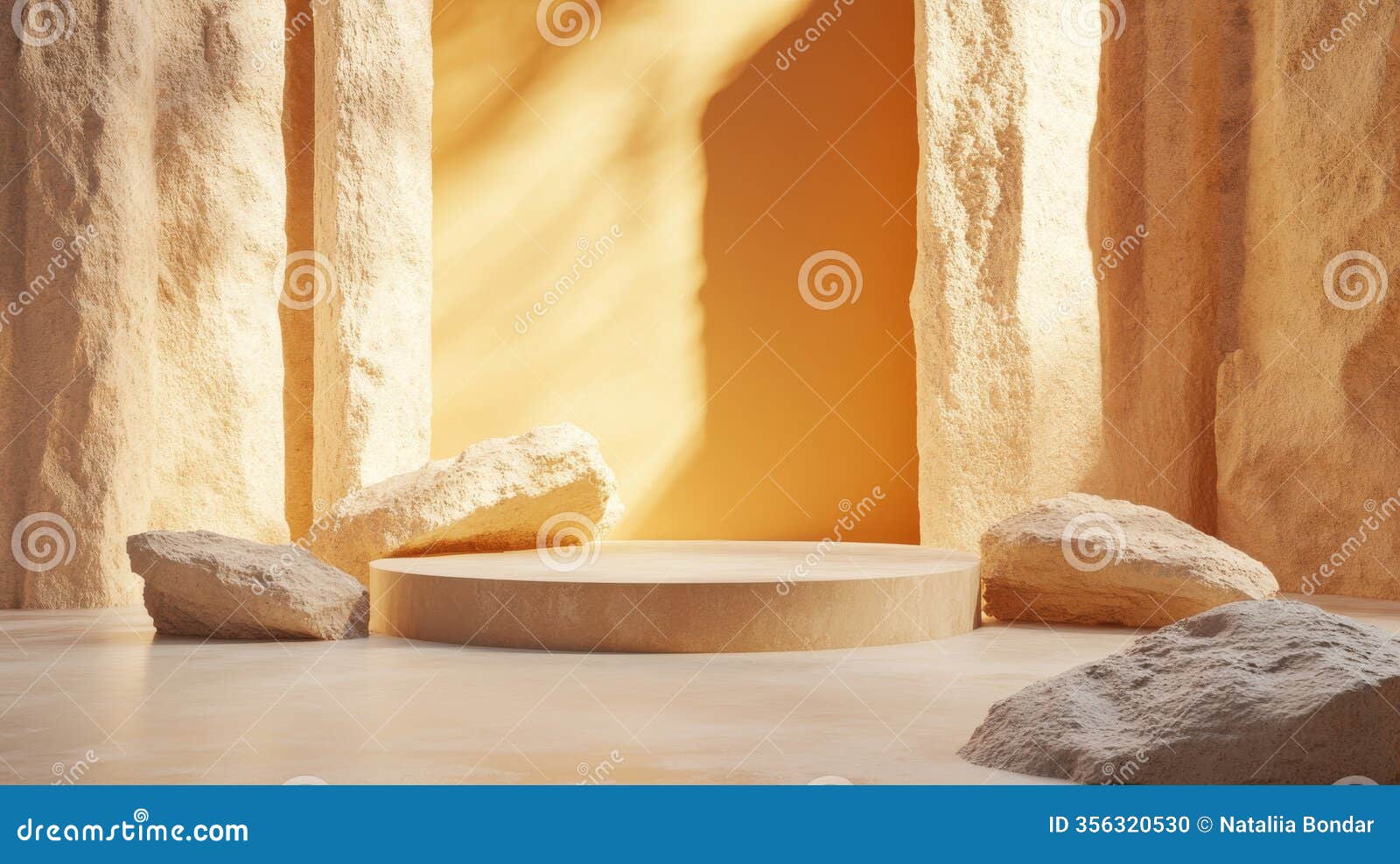 Natural Stone Backdrop with Textured Rock Sculptures and Display ...