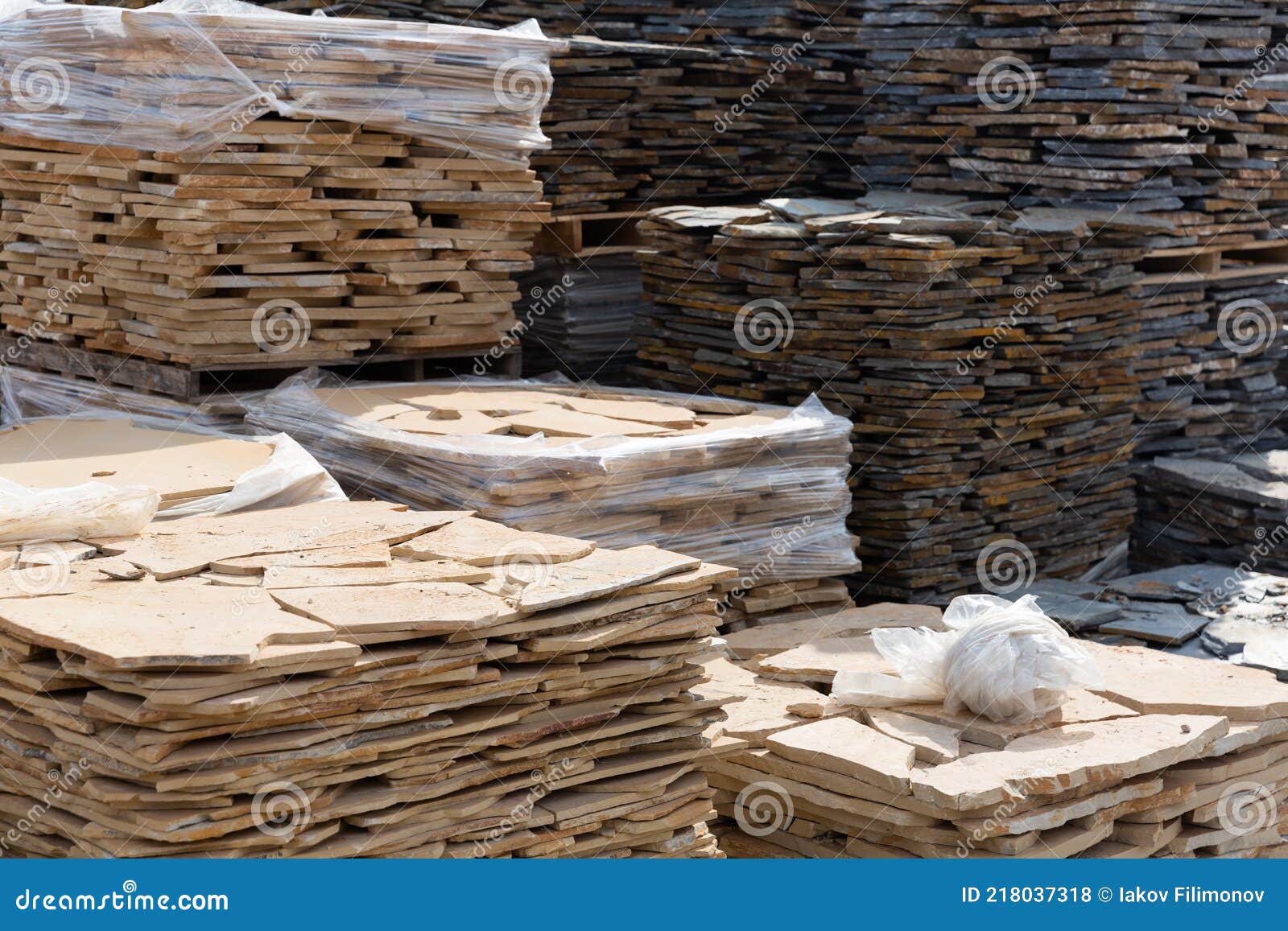 Natural Stone Blocks Packed in Stacks at a Hardware Store Warehouse ...