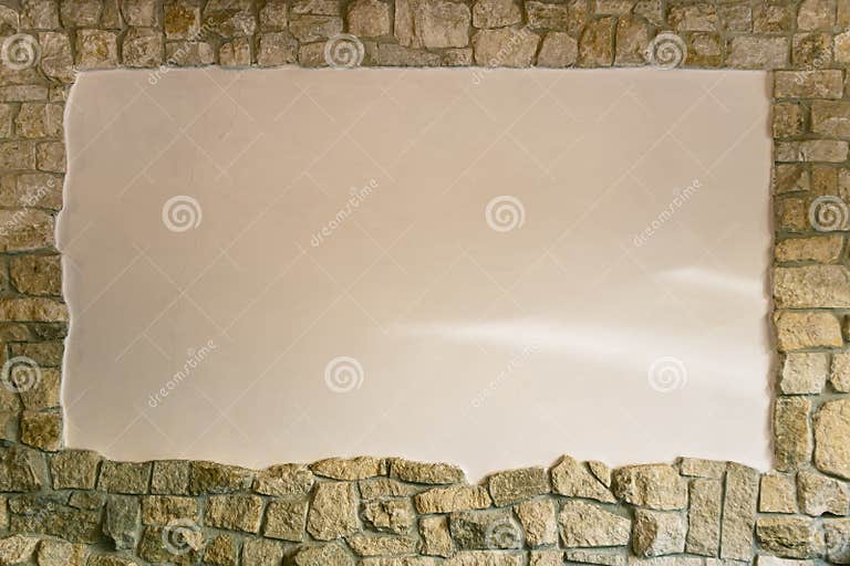 Natural Stone Frame Around the White Screen on the Wall Stock Photo ...