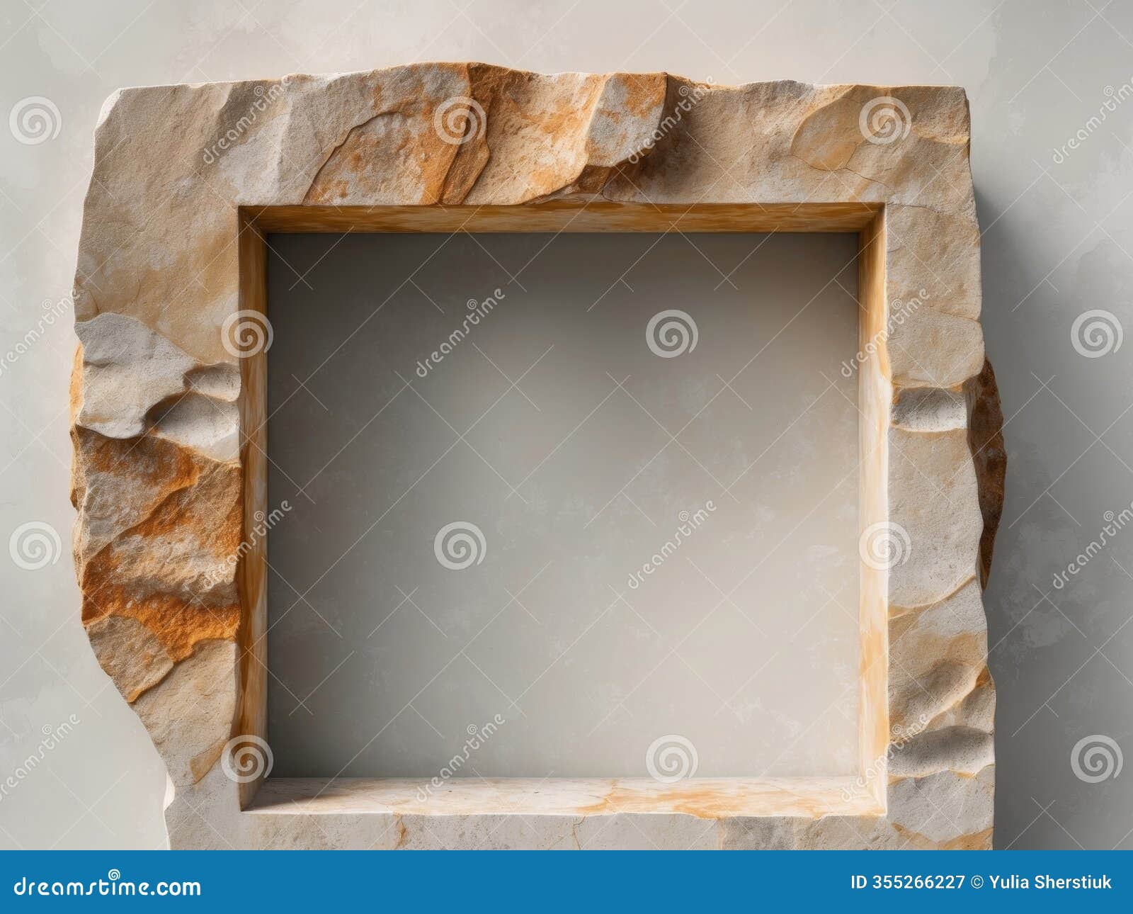 Natural Stone Frame with a Smooth Center Showcasing Unique Textures and ...