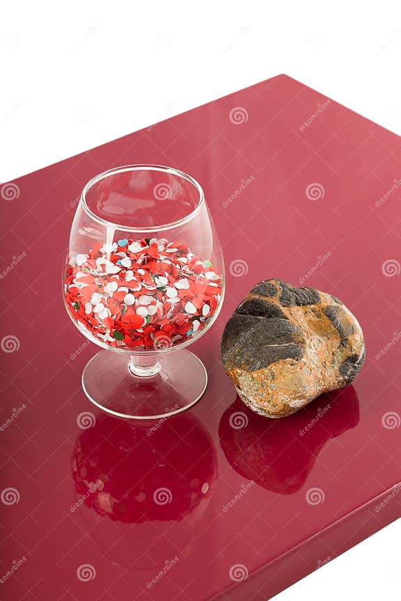 Natural Stone and a Glass on the Varnished Coating, the Reflection of ...