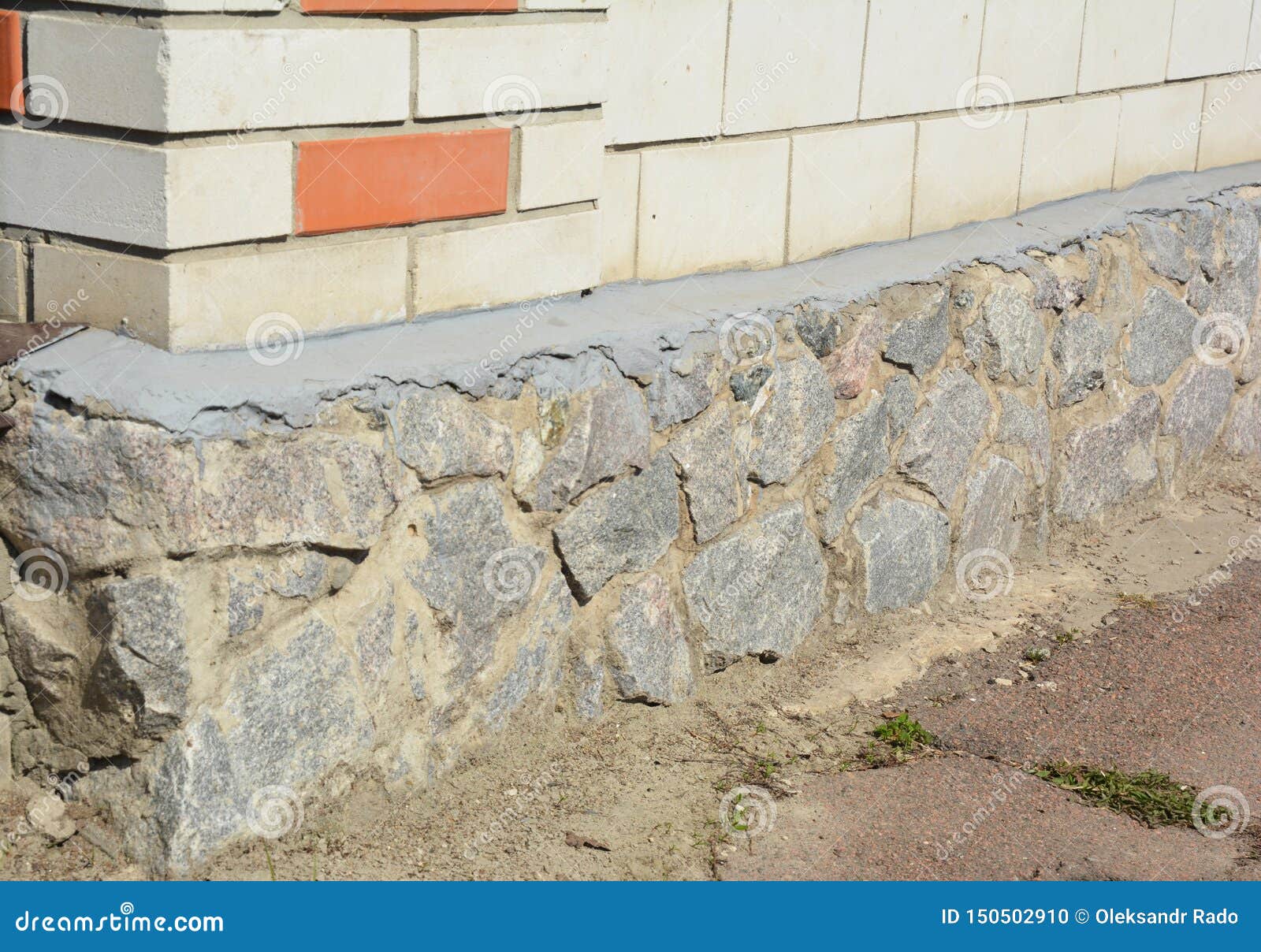 Natural Stone House Foundation Wall Stock Photo - Image of concrete ...