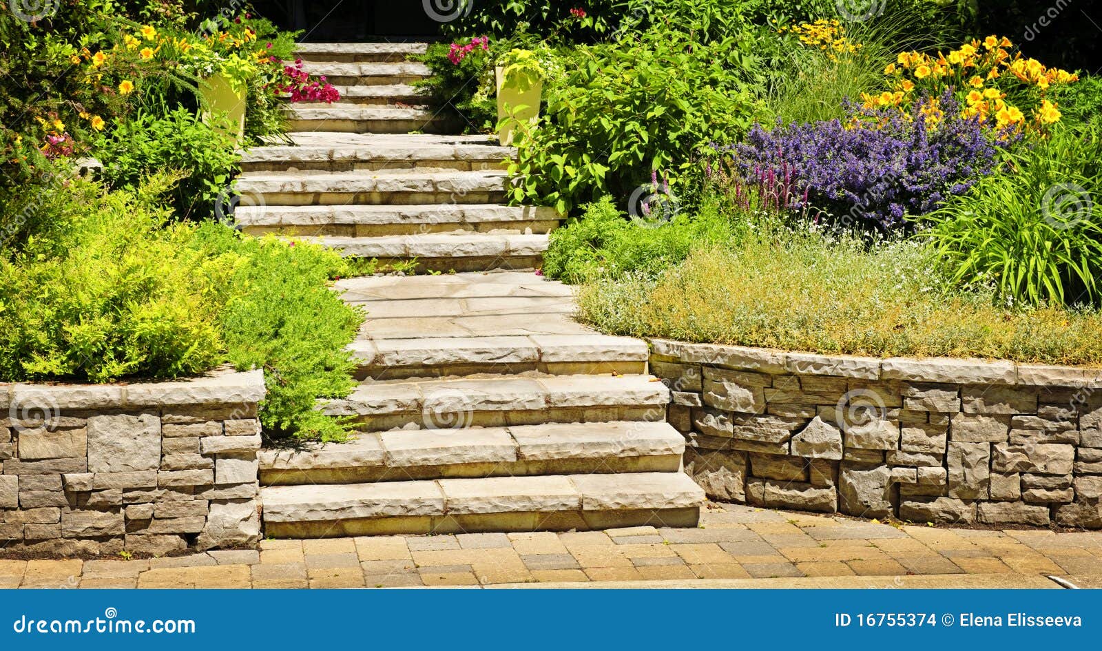 Natural stone landscaping stock photo. Image of planters - 16755374