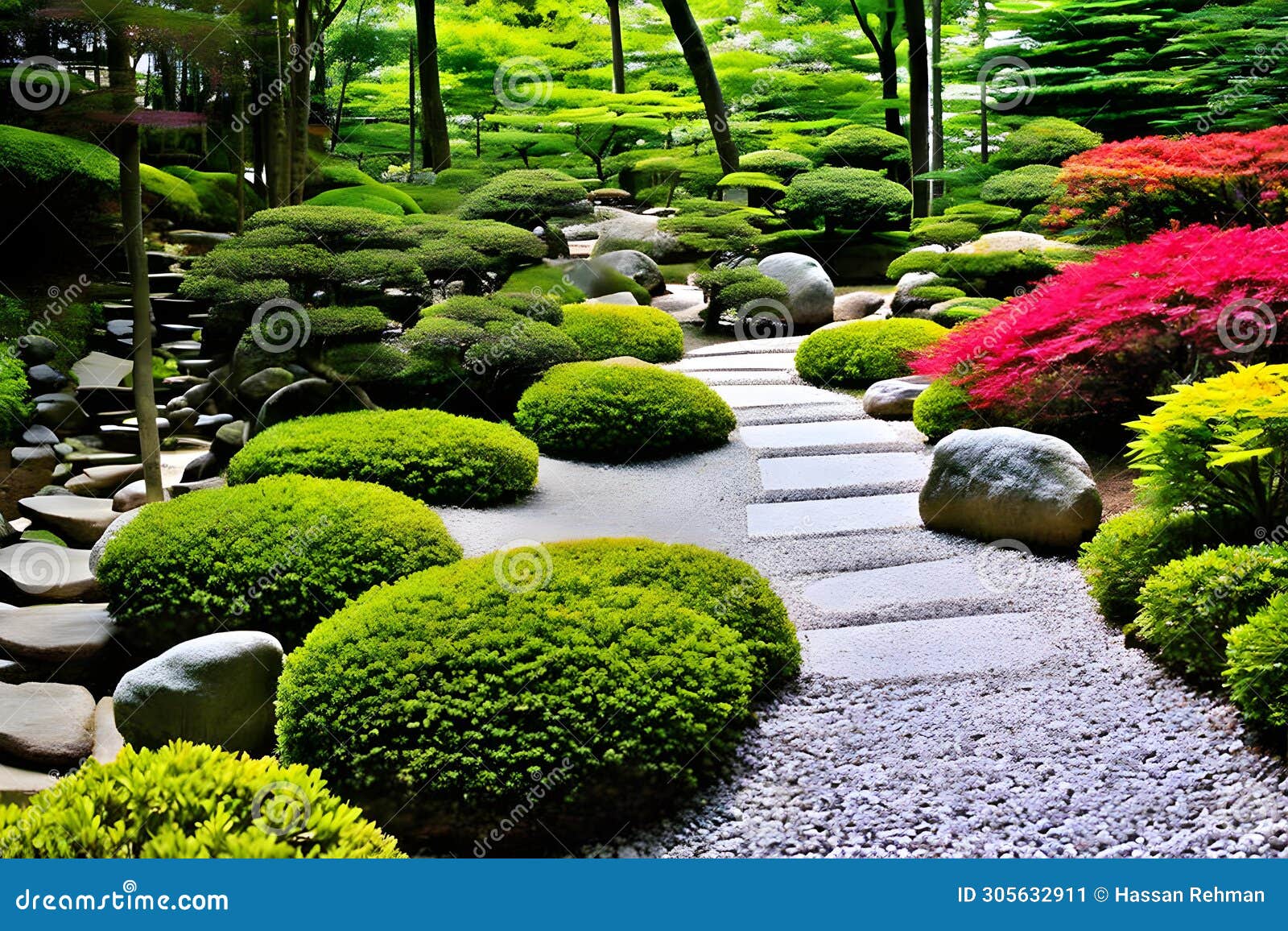 Natural Stone Pathway at Japanese Zen Garden Stock Illustration ...