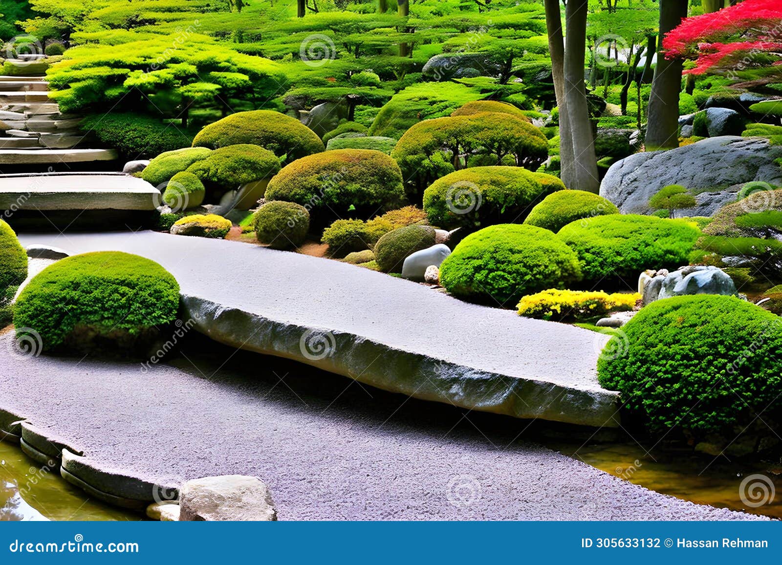 Natural Stone Pathway at Japanese Zen Garden Stock Illustration ...