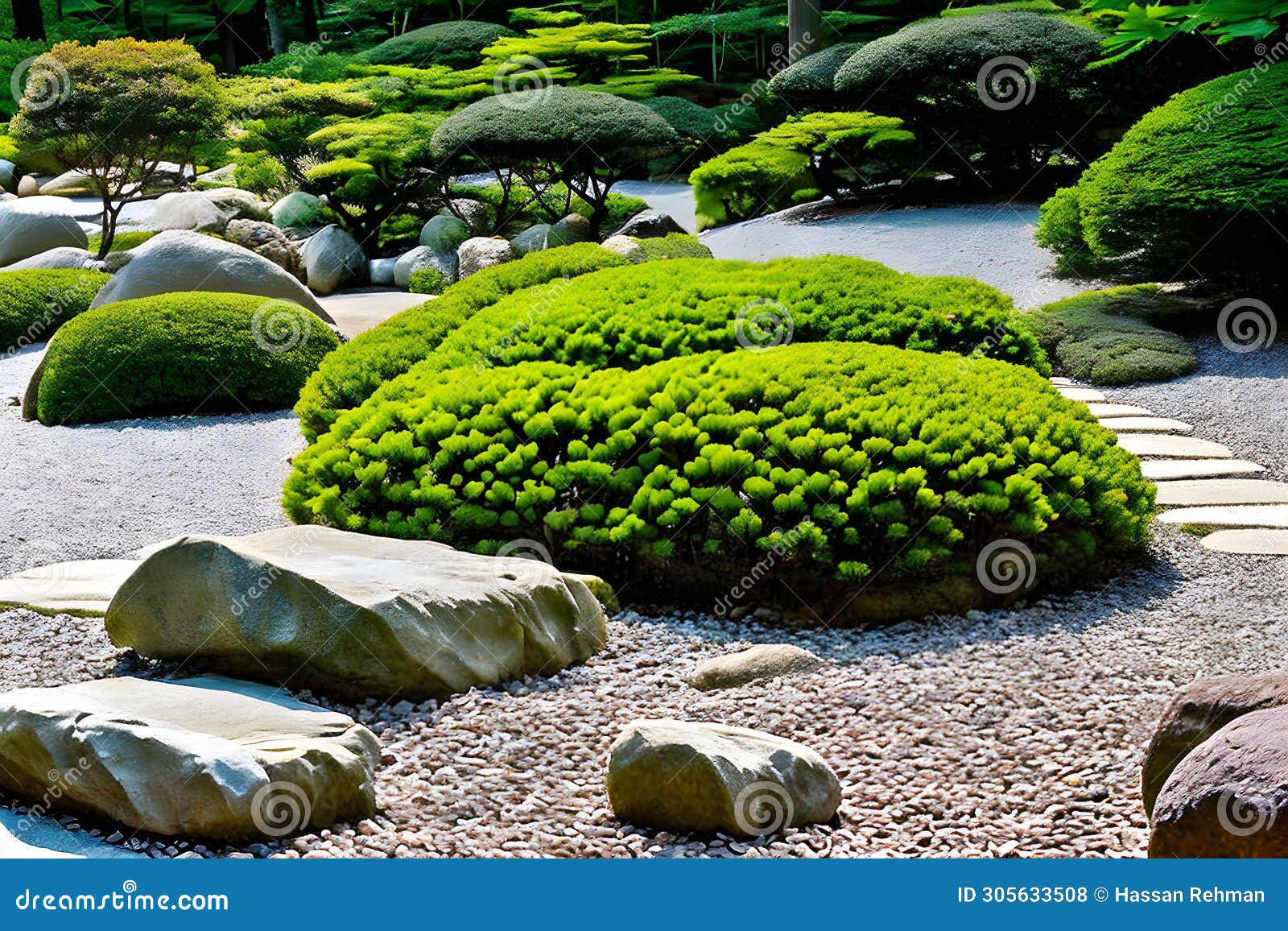 Natural Stone Pathway at Japanese Zen Garden Stock Illustration ...