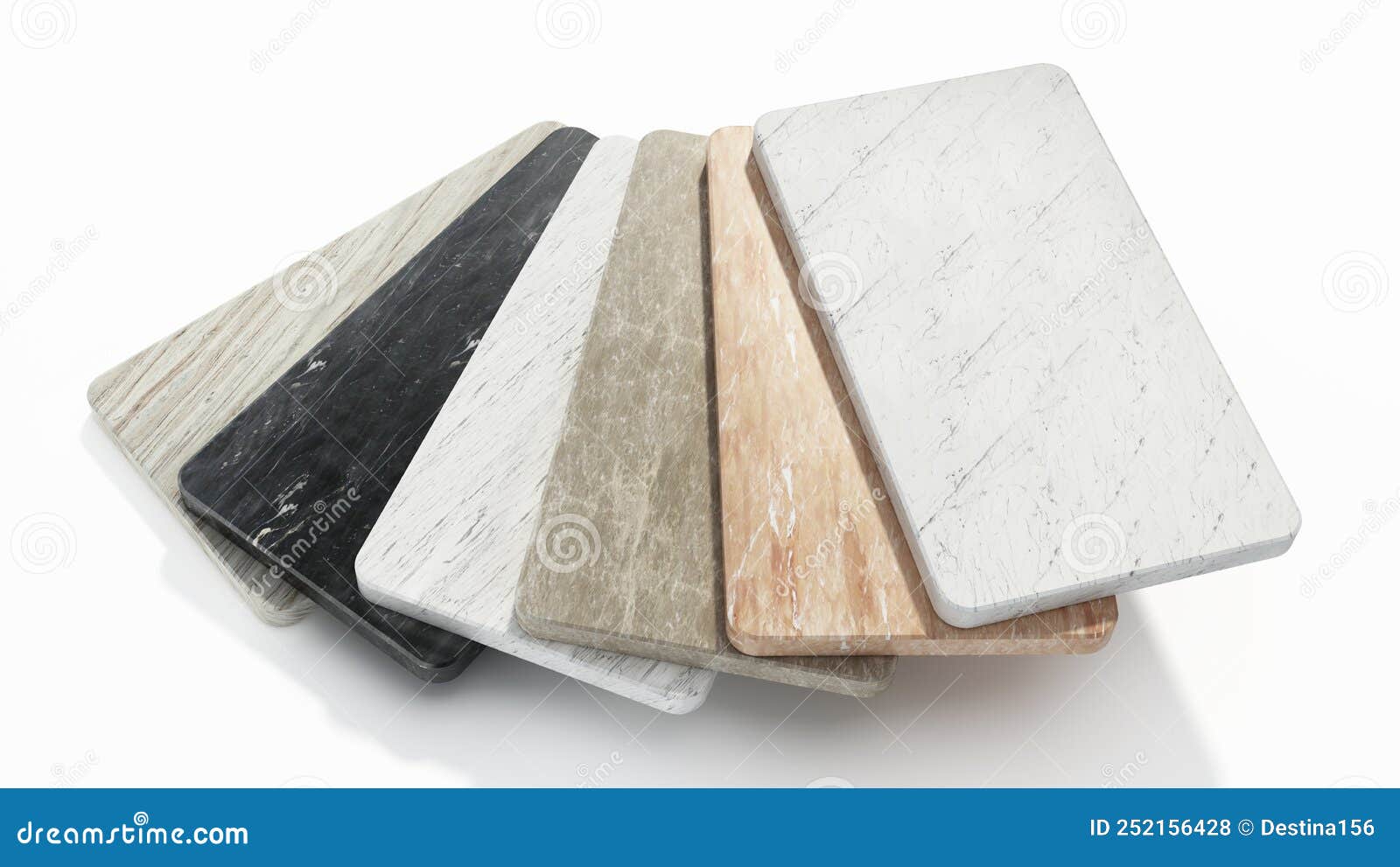 Natural Stone Samples with Various Texture Options. 3D Illustration ...