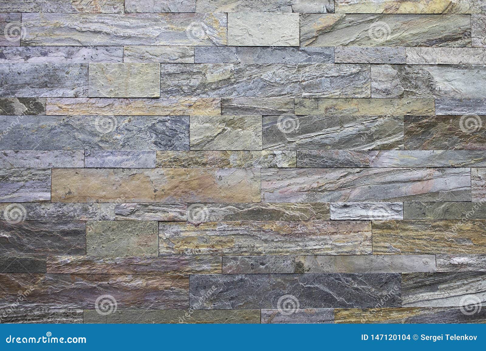 Natural Stone, Smooth Linear Masonry, Gray Relief Texture. the Wall is ...