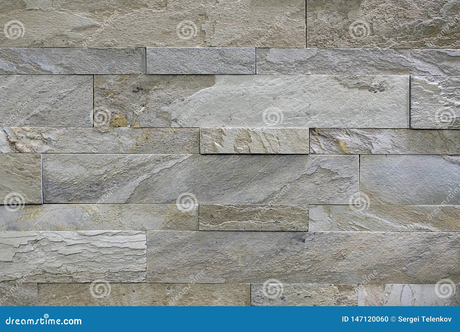 Natural Stone, Smooth Linear Masonry, Gray Relief Texture. the Wall is ...