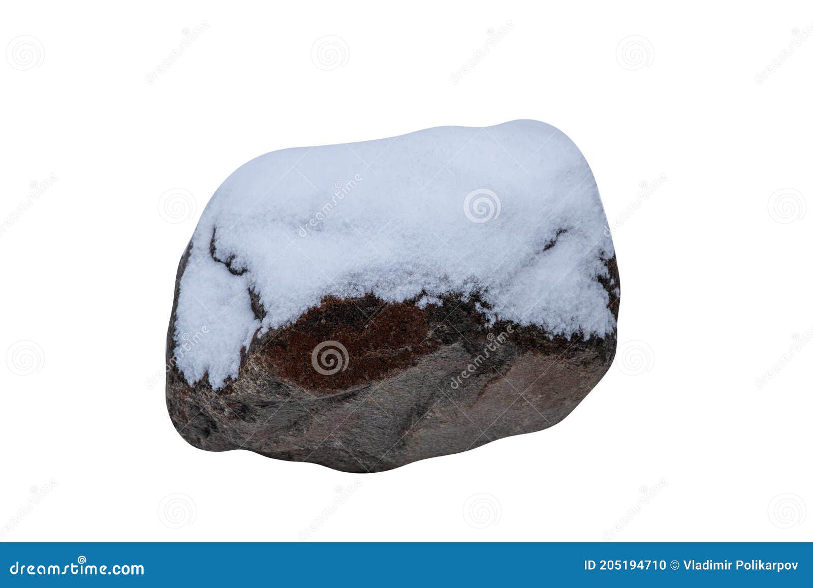 Natural Stone with Snow Isolated on a White Background Stock Photo ...