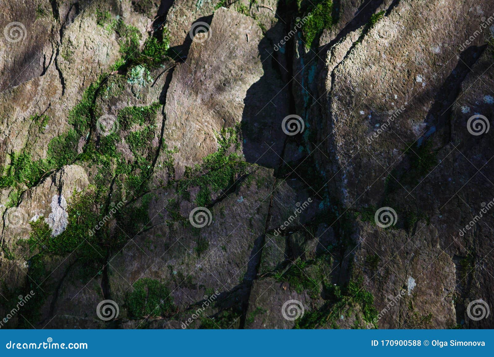 Natural Stone Texture with Moss and Shadow Pattern. Stock Photo - Image ...