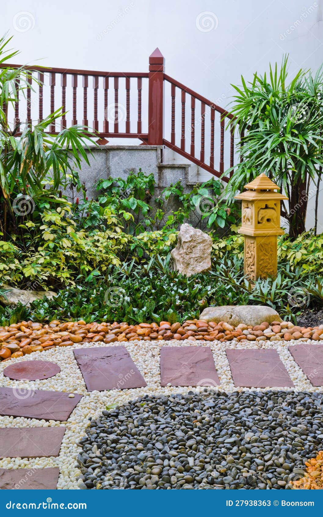 Natural Stone Walkway Decorative Stock Image - Image of nature, plant ...