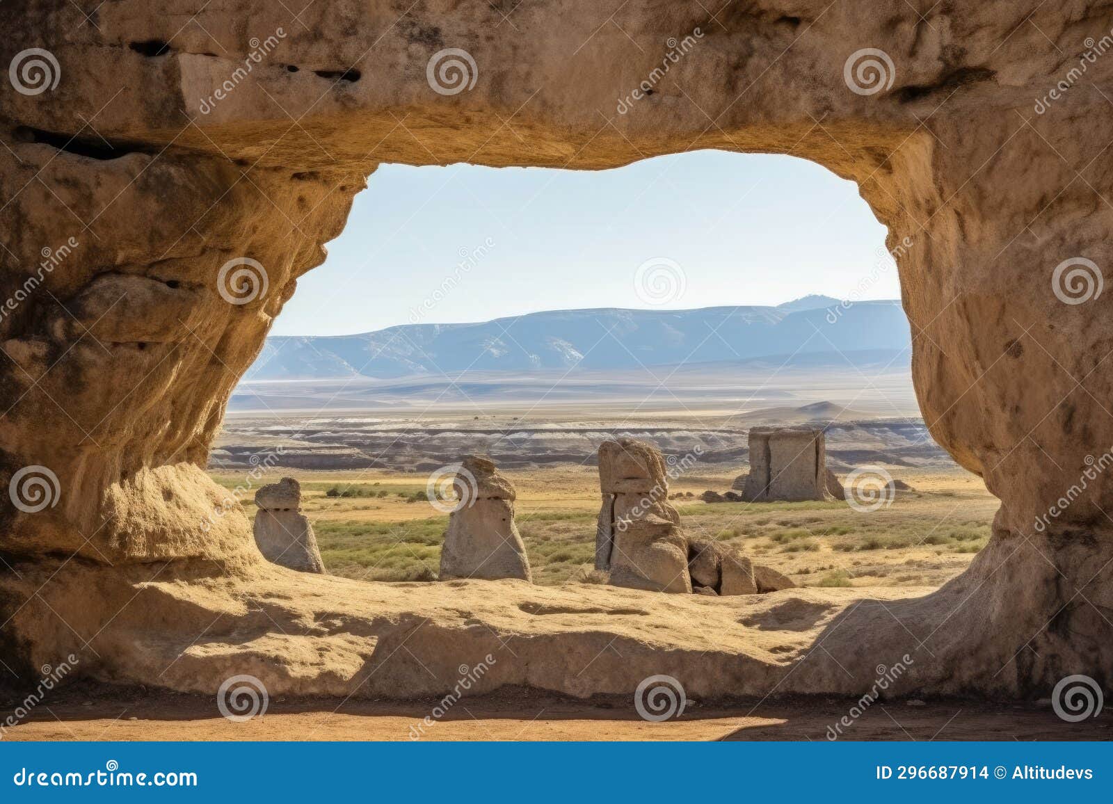 Natural Stone Window Formation Viewed from a Distance Stock Photo ...