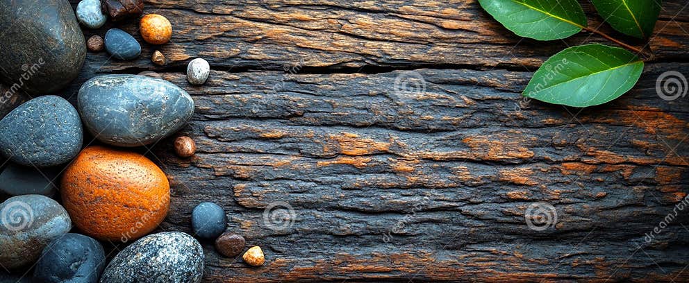 Natural Stone and Wood Design Stock Image - Image of stones, garden ...