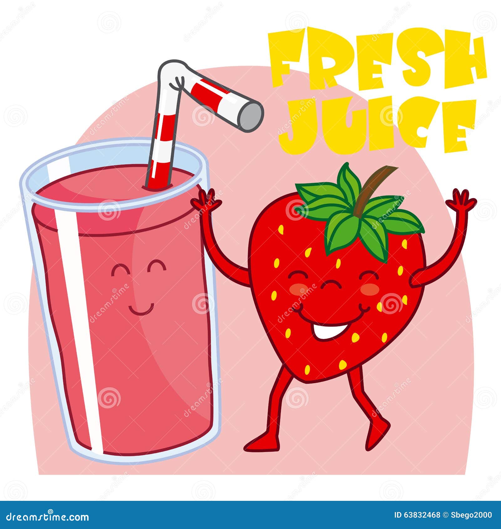 Natural strawberry juice stock vector. Illustration of healthy - 63832468