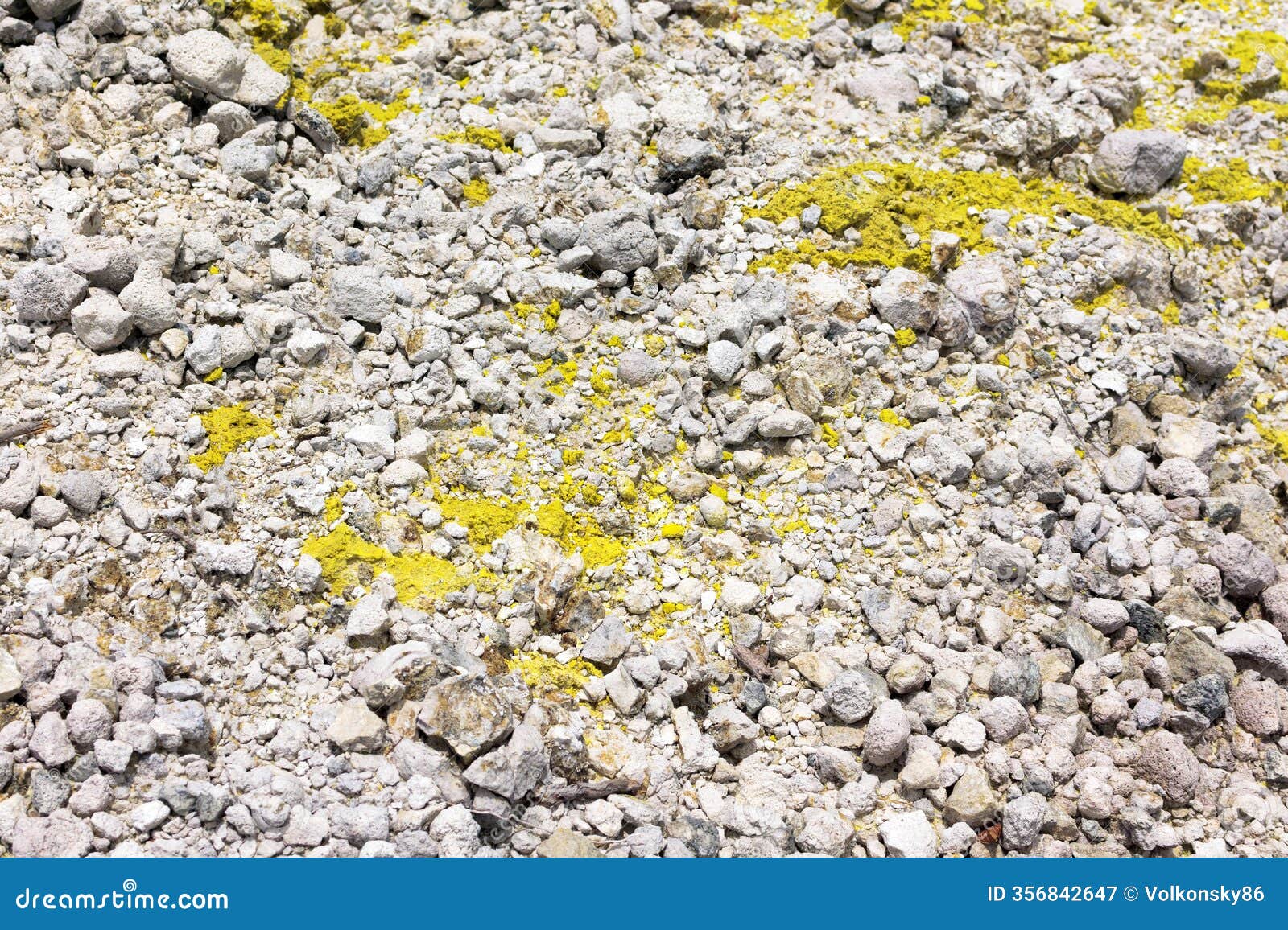 Natural Sulfur Appears on the Surface of Limestone in Volcanic Rock on ...