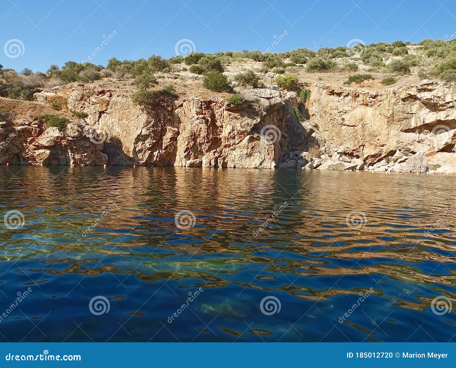 Beautiful Natural Swimming Pool in Athens in Greece with Cliffs Stock ...