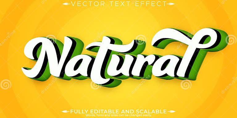 Natural Text Effect, Editable Fresh and Organic Text Style Stock Vector ...