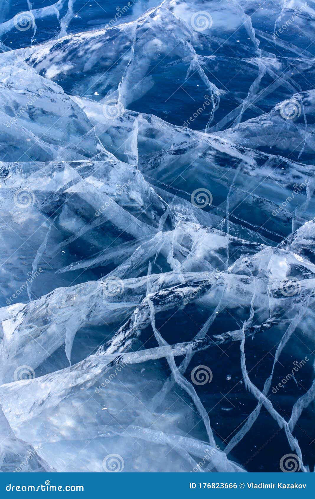 Natural Texture of Clear Blue Ice with Deep Cracks. Stock Photo - Image ...