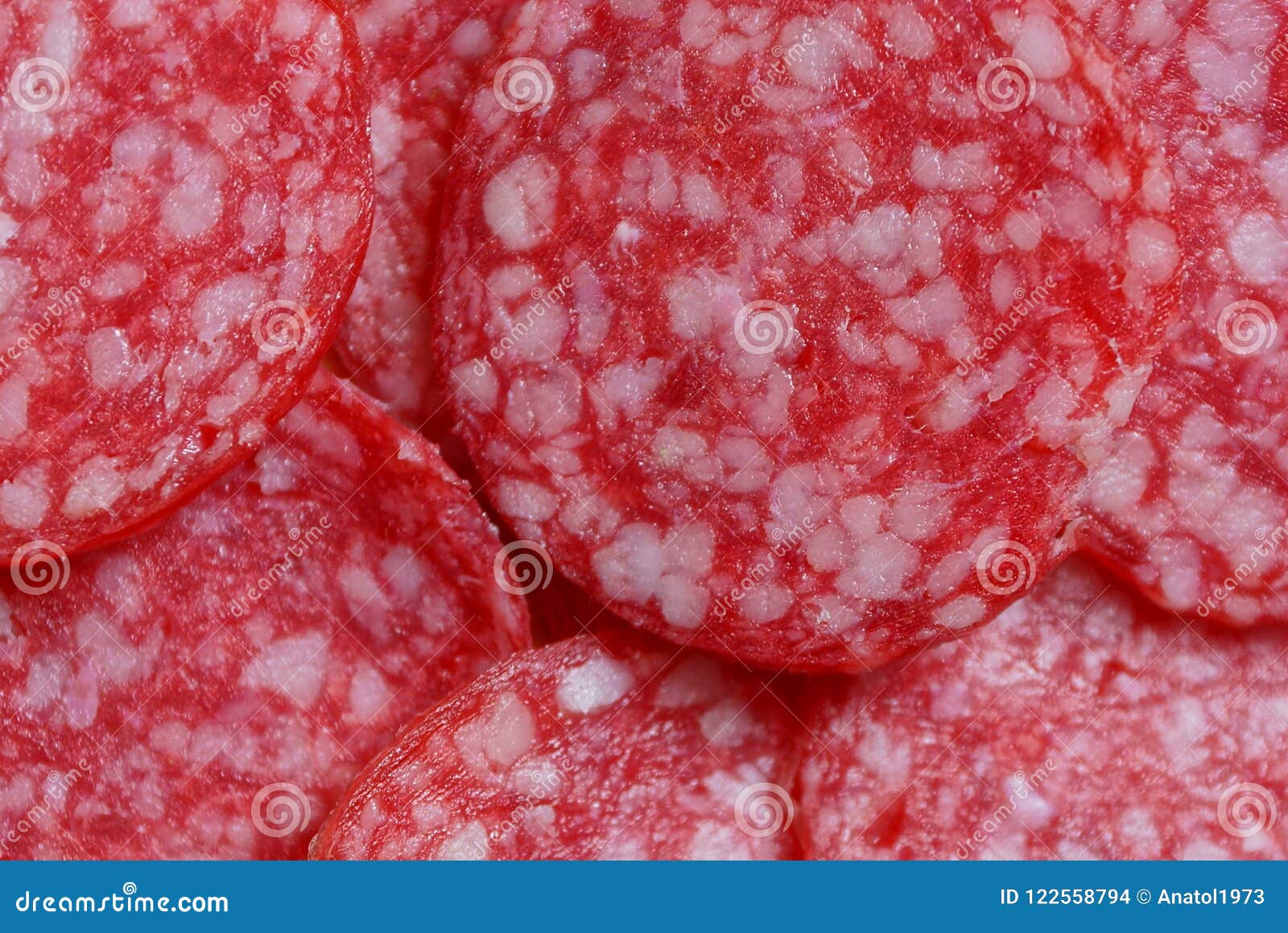 Natural Texture of Sliced Red Sausage Salami Stock Photo - Image of ...