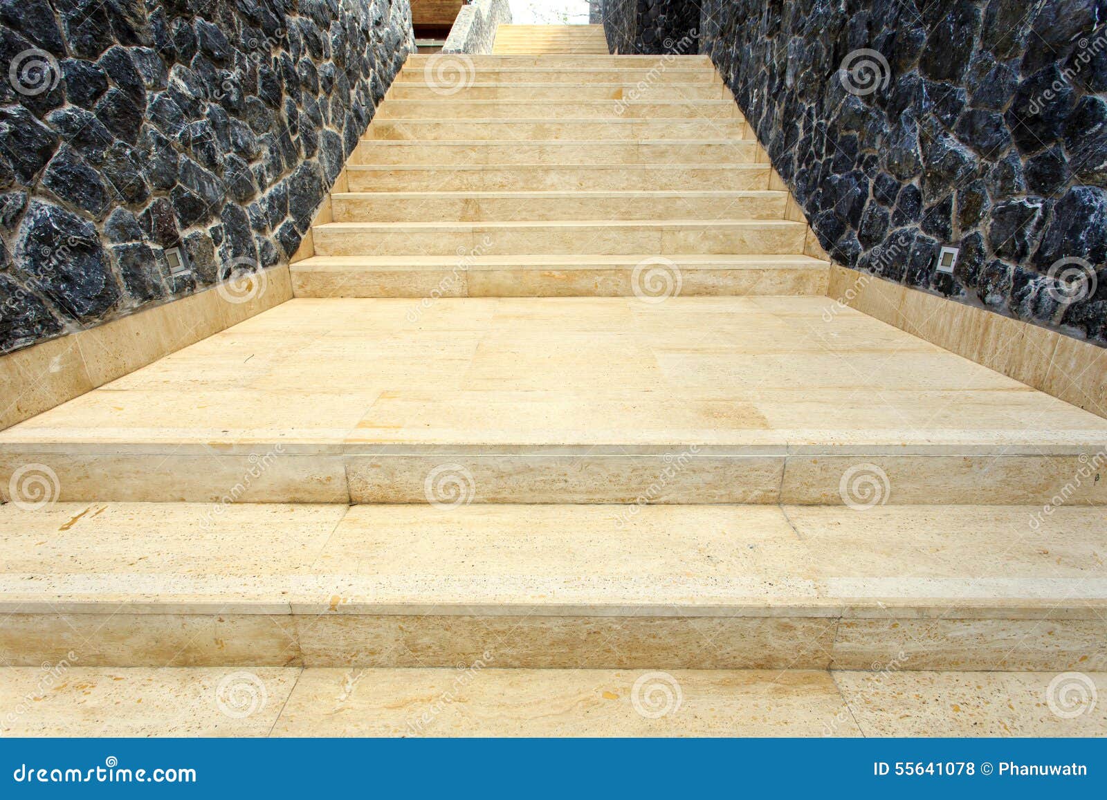 Natural Travertine Staircase in the House Stock Photo - Image of ...