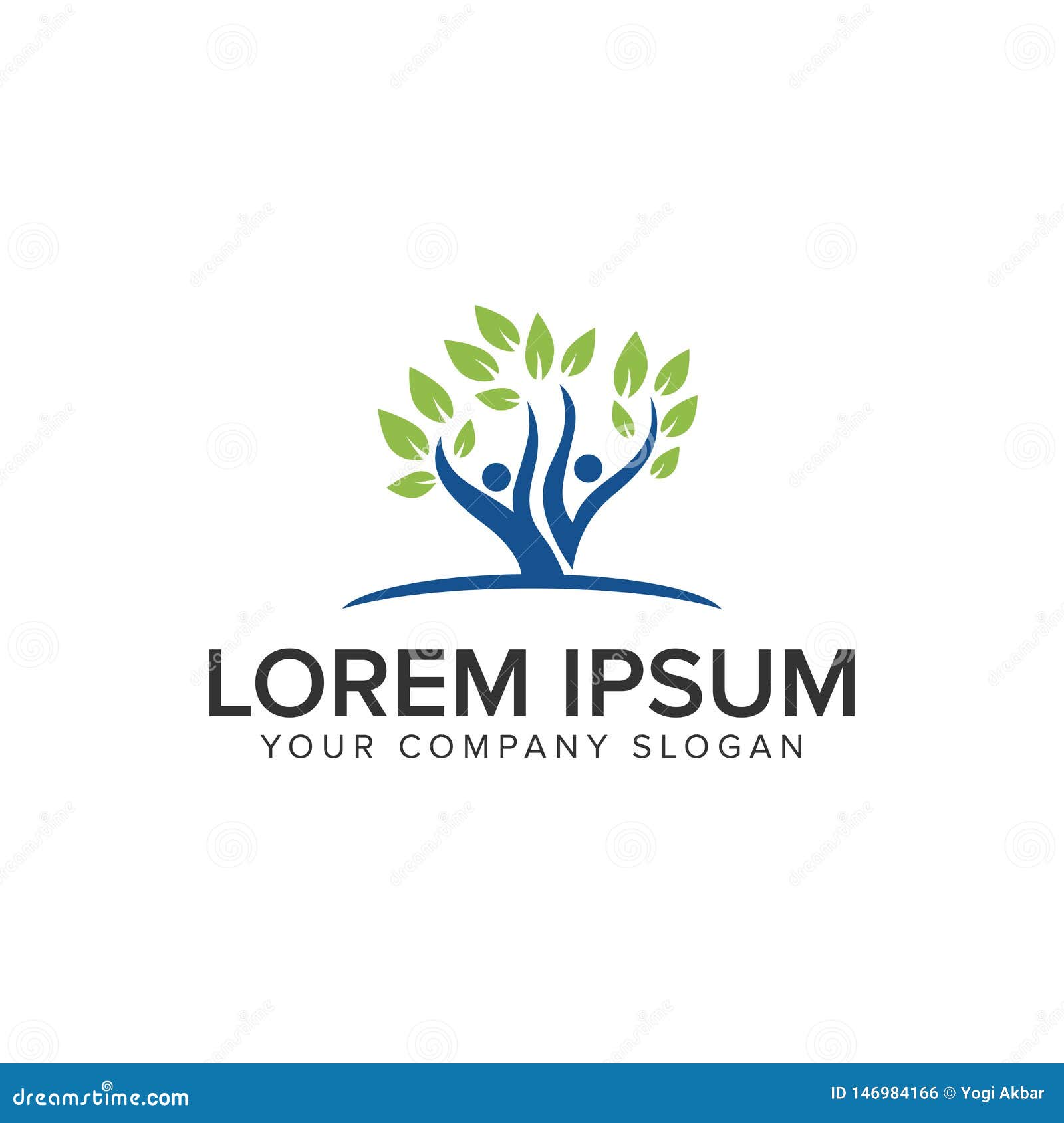 Natural Tree People Healthy Logo Design Concept Template Stock Vector ...