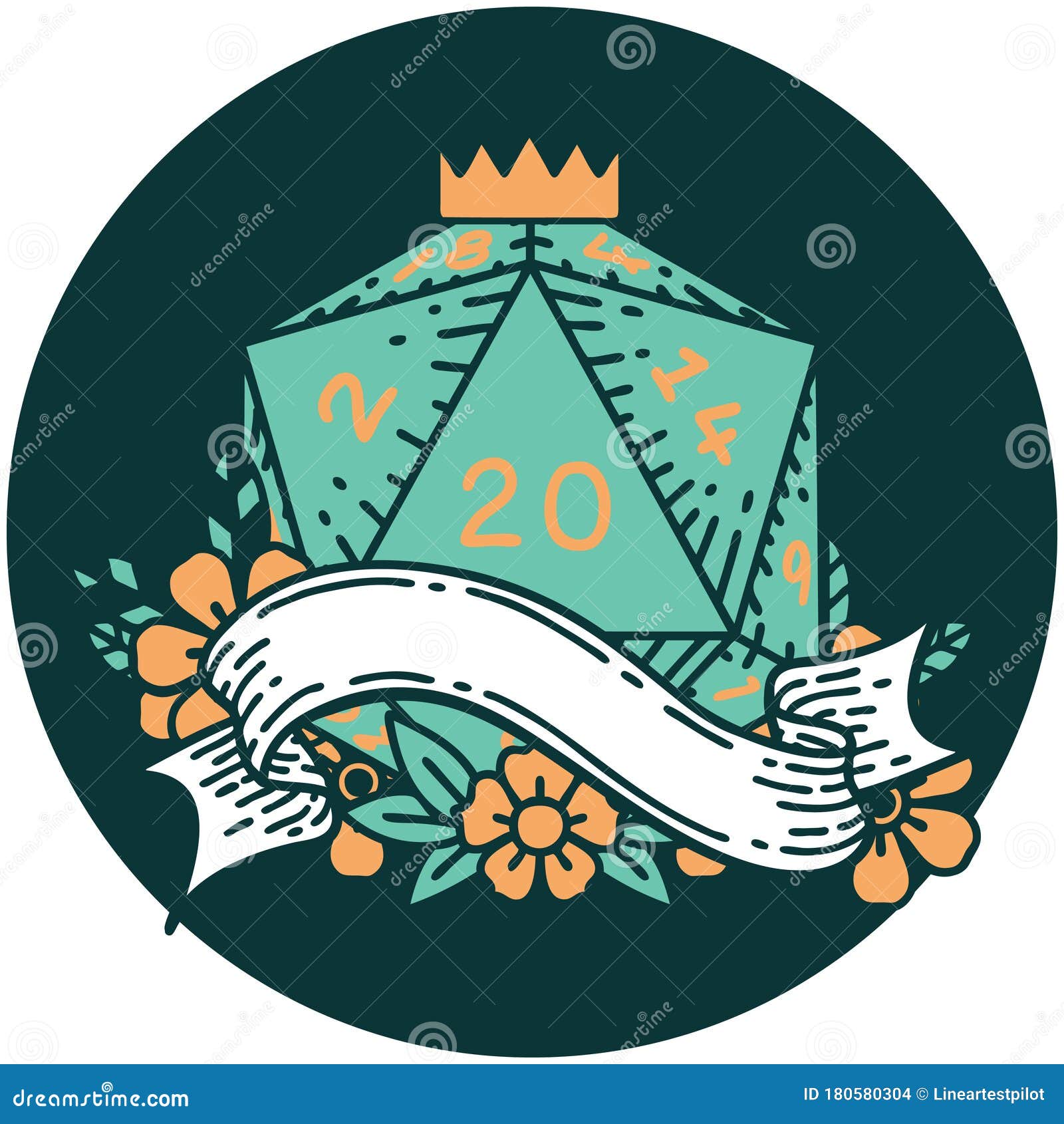 Natural Twenty D20 Dice Roll Icon Stock Vector - Illustration of banner ...