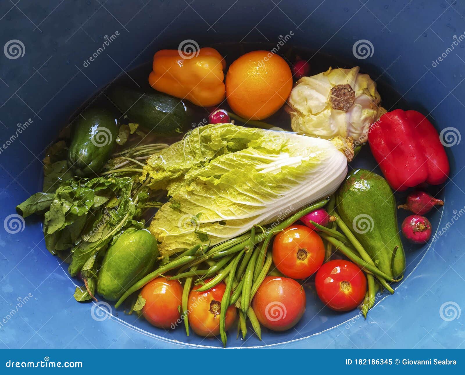 Natural Vegetables Inside the Basin with Water for Cleaning and ...