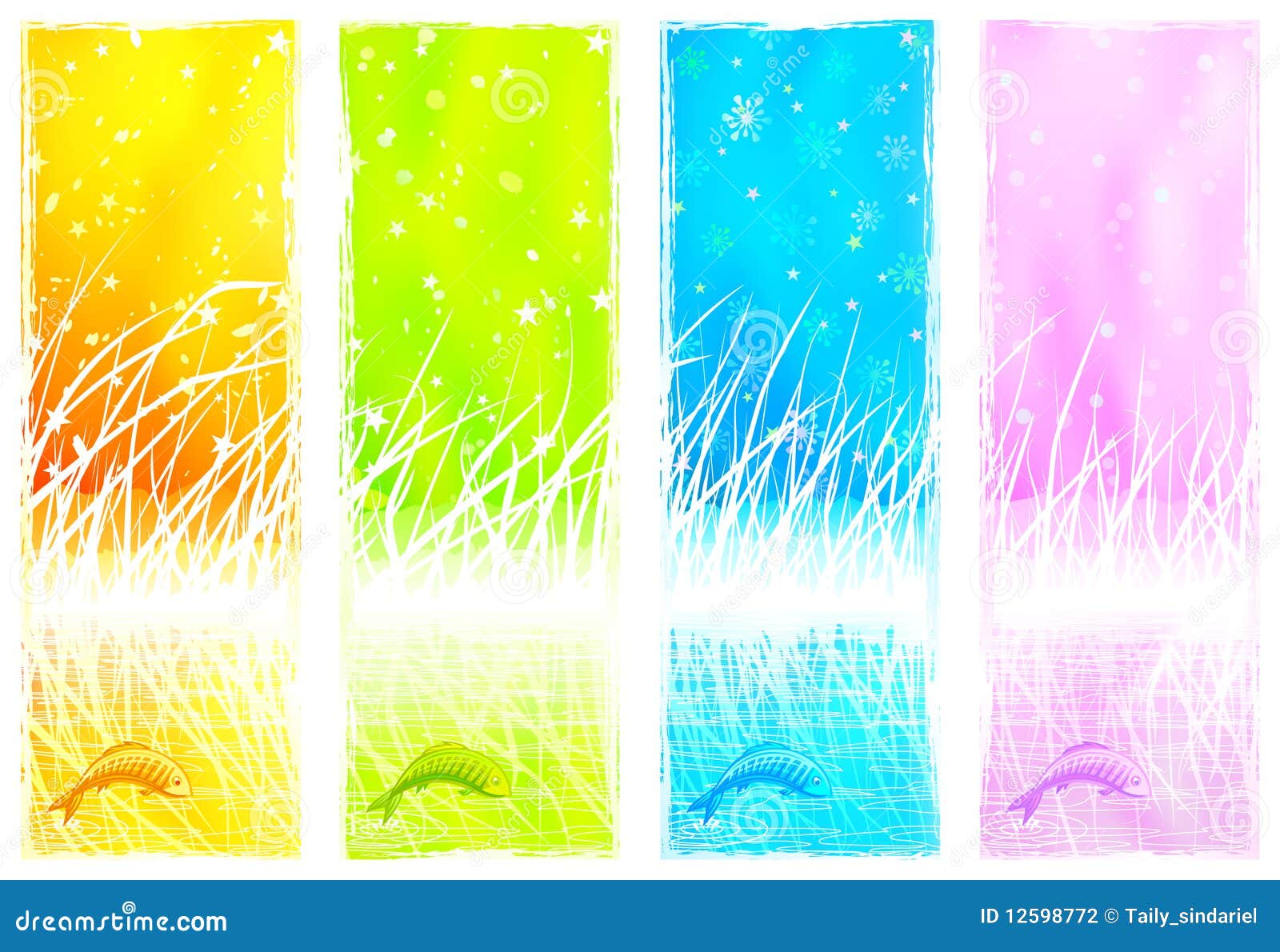 Natural Vertical Banners with a Jumping Fish Stock Vector ...