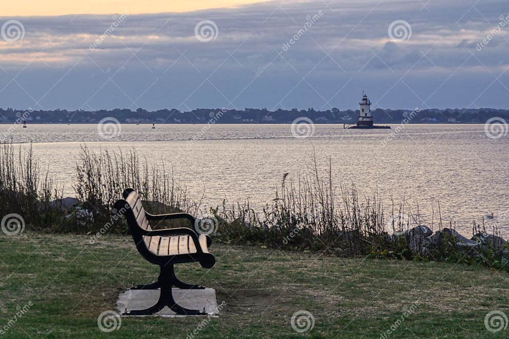 Natural View of an Empty Bench on the Seaside during Sunset Stock Photo ...