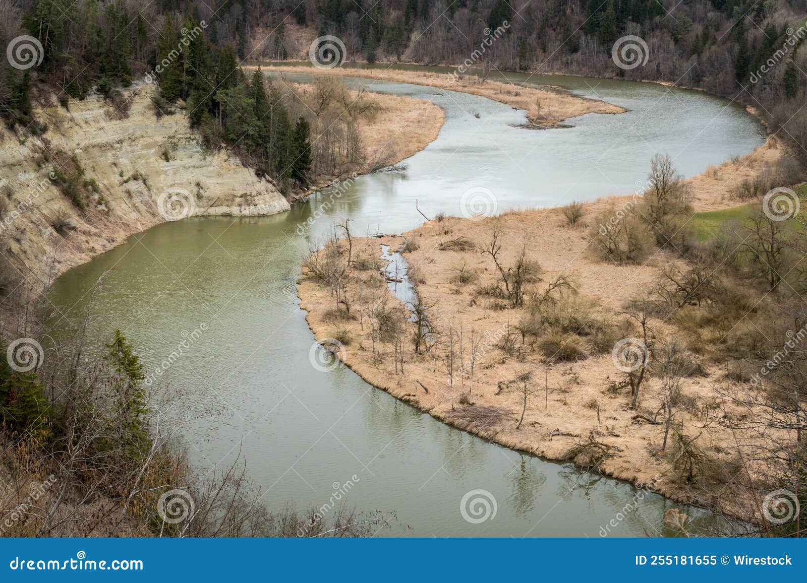 Natural View of a River Flowing Downstream in the Countryside Stock ...