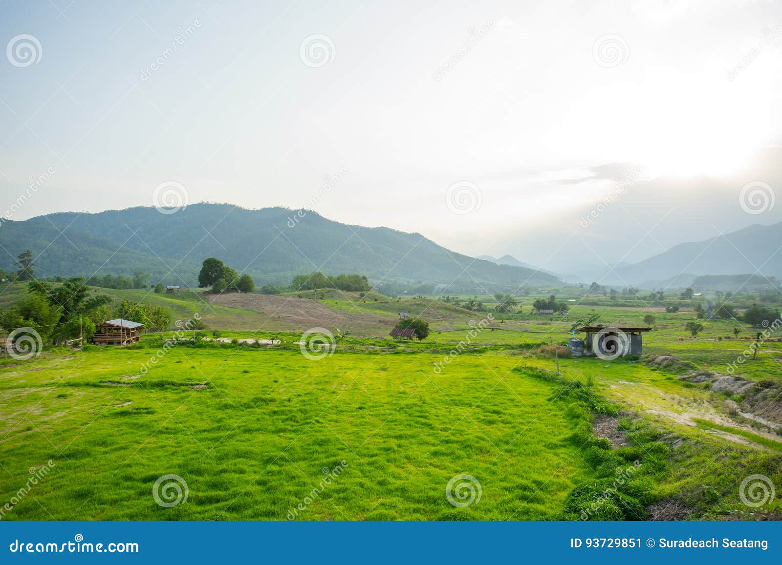 Natural View with Small Hut in the Evening. Stock Image - Image of ...