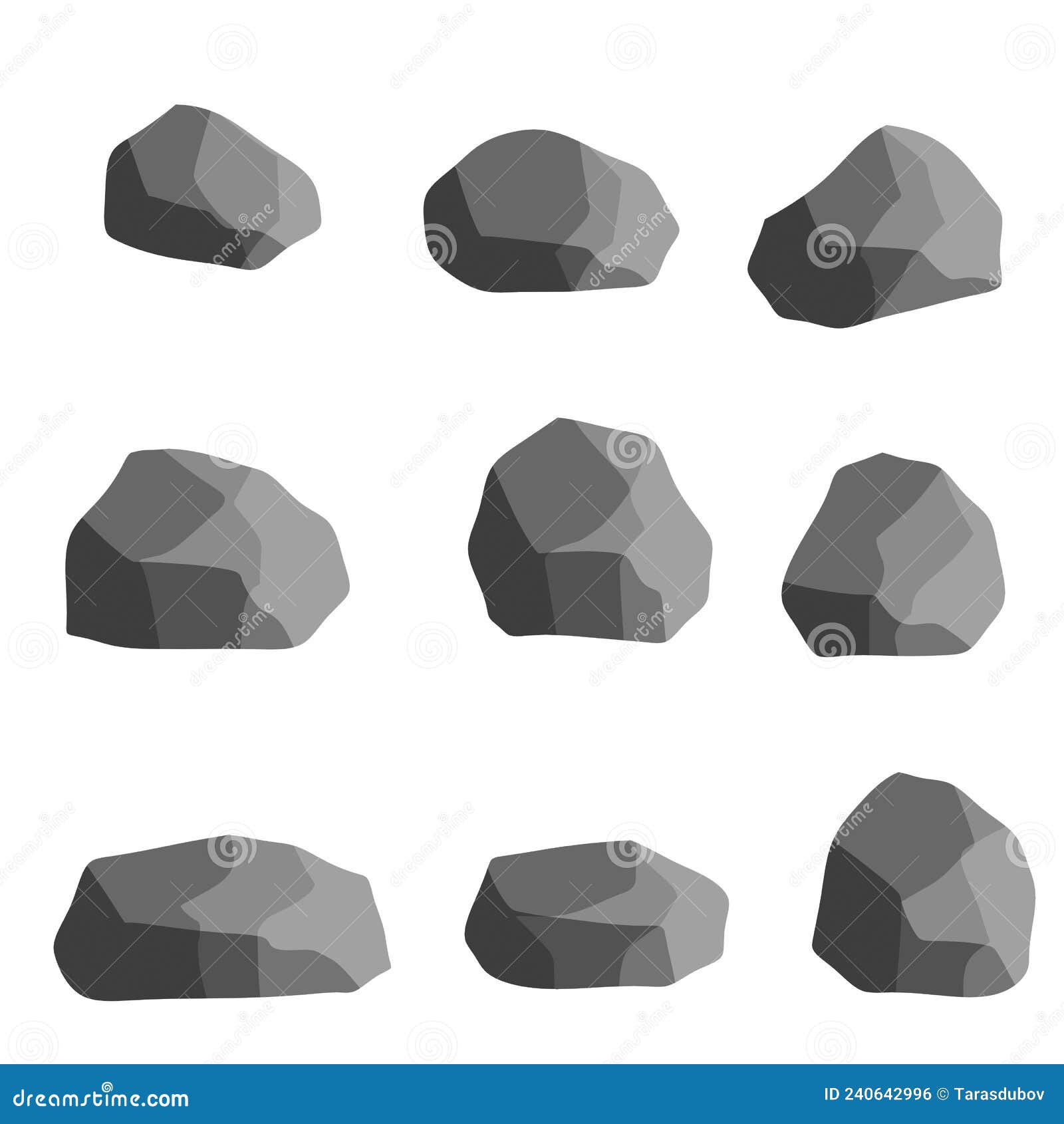 Natural Wall Stones and Smooth and Rounded Grey Rocks Stock Vector ...