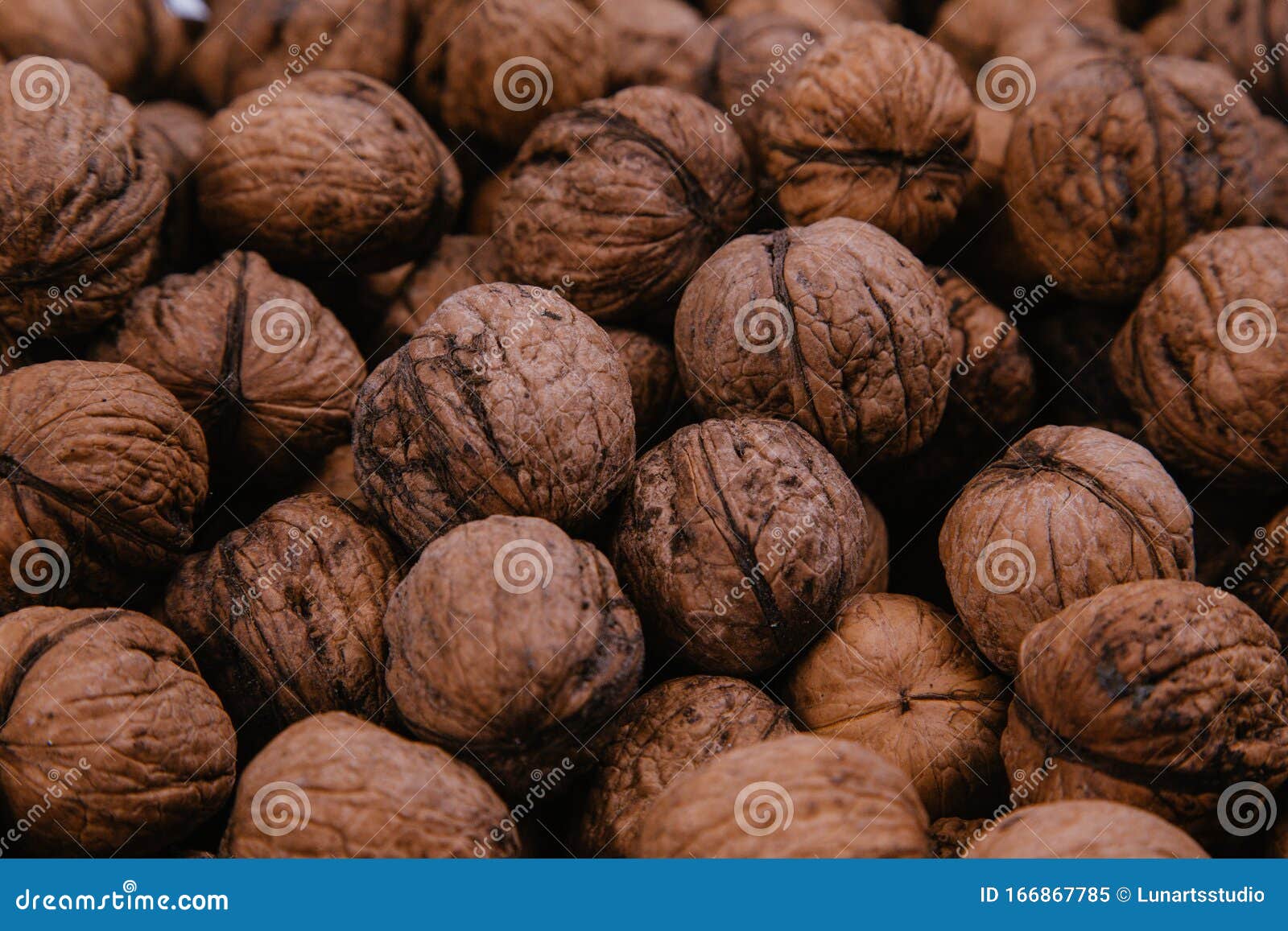 Natural Walnut Background Pattern Texture. Abstract Walnuts Heap ...