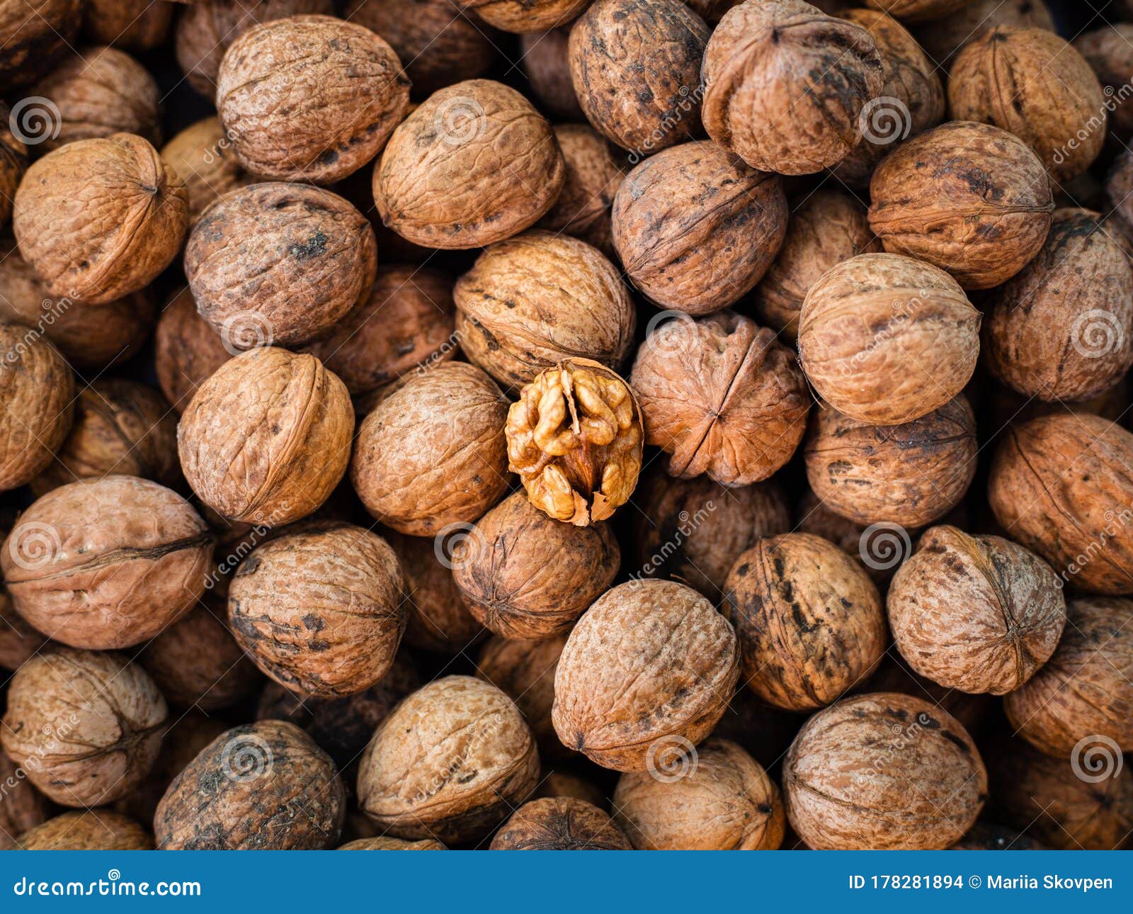 Walnut Kernel on Natural Walnut Pattern Background, Raw Bio Walnuts ...