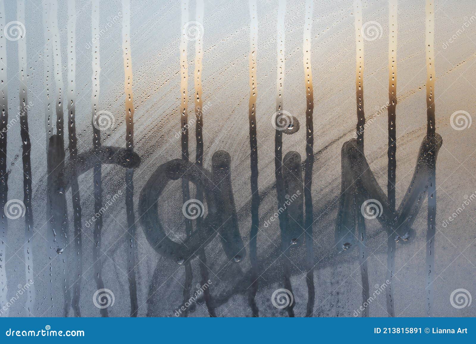 Natural Water Drops on Glass with Word Rain Stock Image - Image of ...