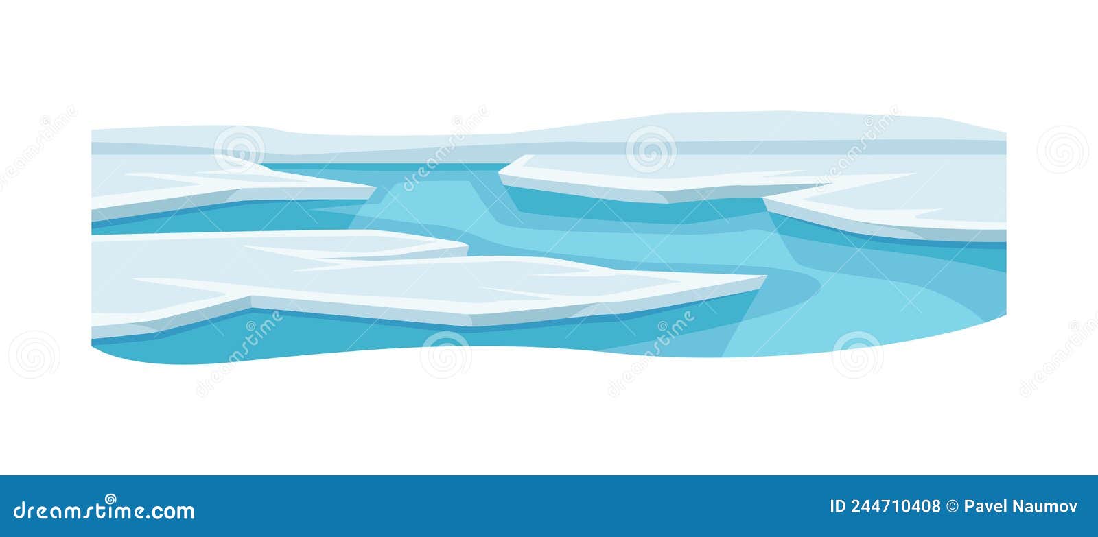 Natural Water with with Ice Solid Plate Floating on Surface Vector ...