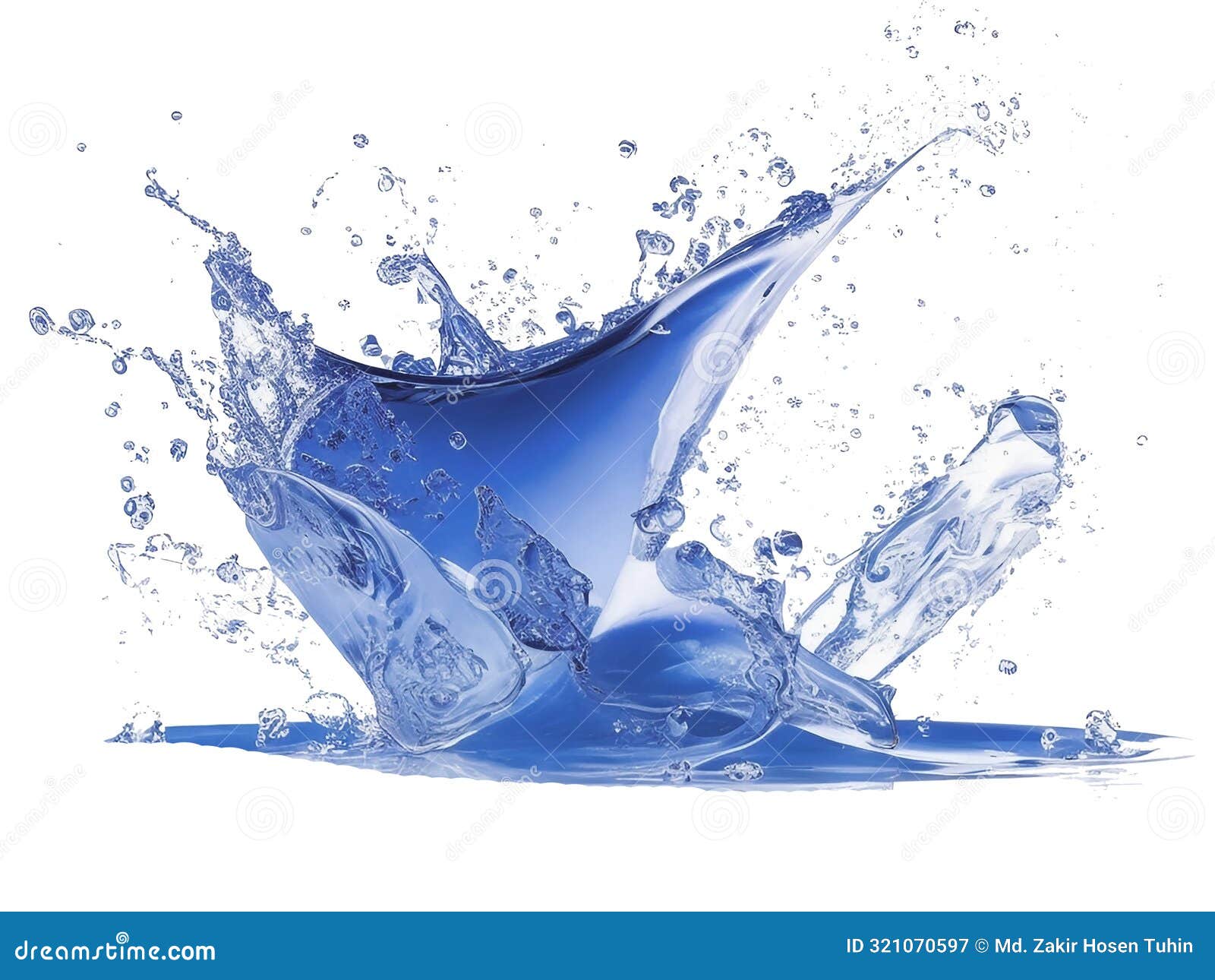 Fresh Natural Water Splash in Blue Isolated on a Transparent Background ...
