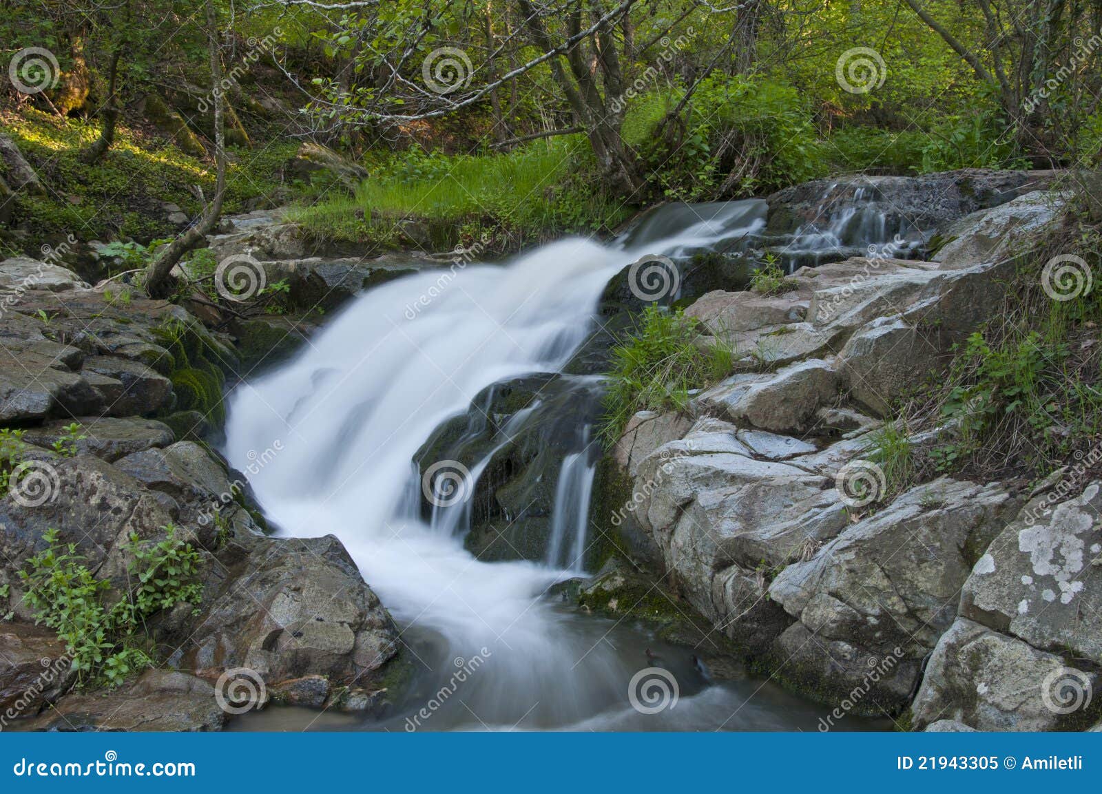Natural Waterfall And Lake In Polilimnio Area In Greece. Polimnio Is A ...